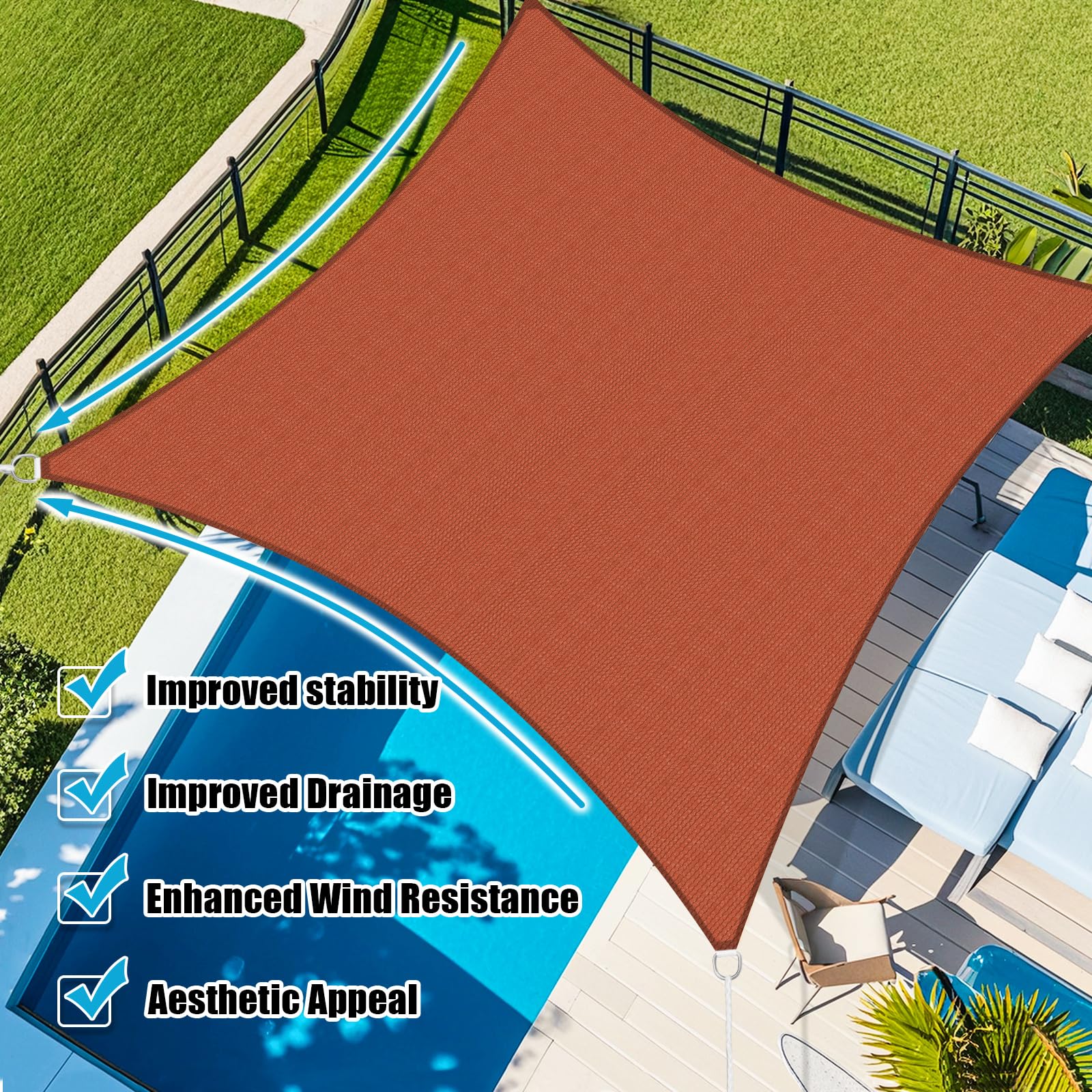 Snapklik.com : Amagenix Sun Shade Sail 8X12 Curved Edge Outdoor Shade ...