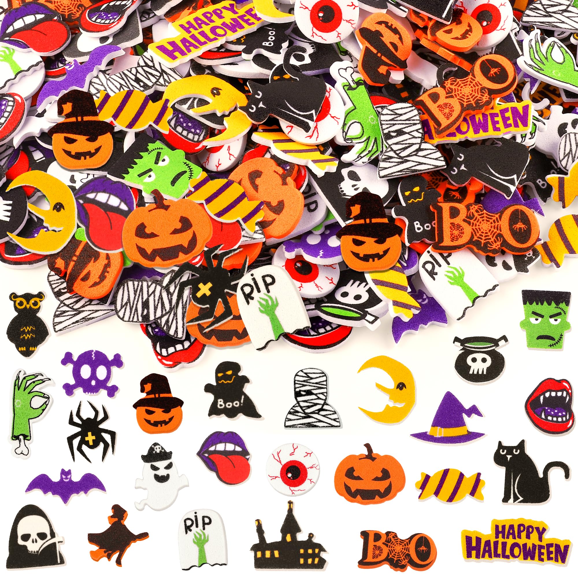 Amazon.com: Aodaer 500 Pieces Halloween Foam Craft Stickers Self ...
