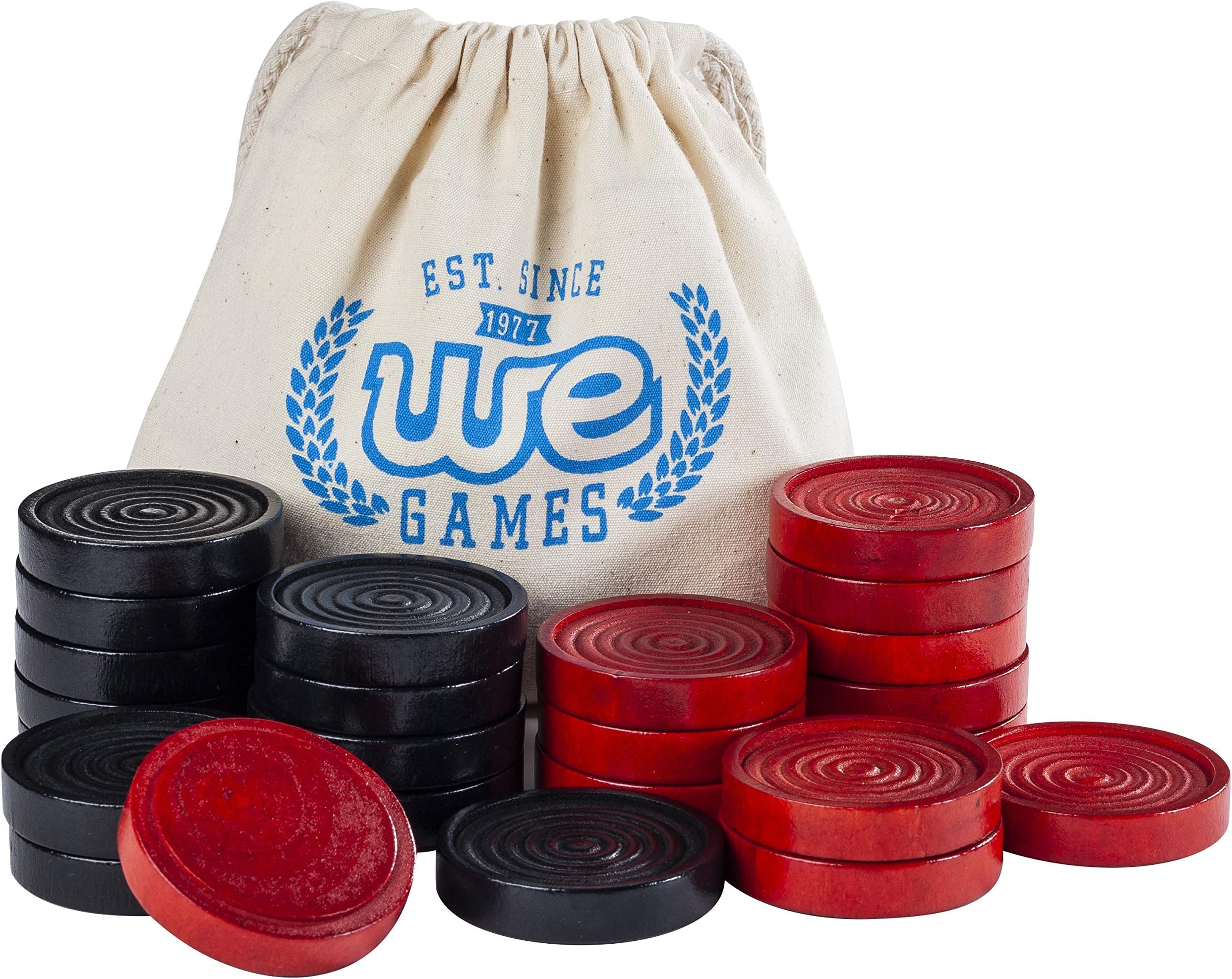 Amazon.com: WE Games Checkers Pieces Only, Wooden Checker Board Game ...