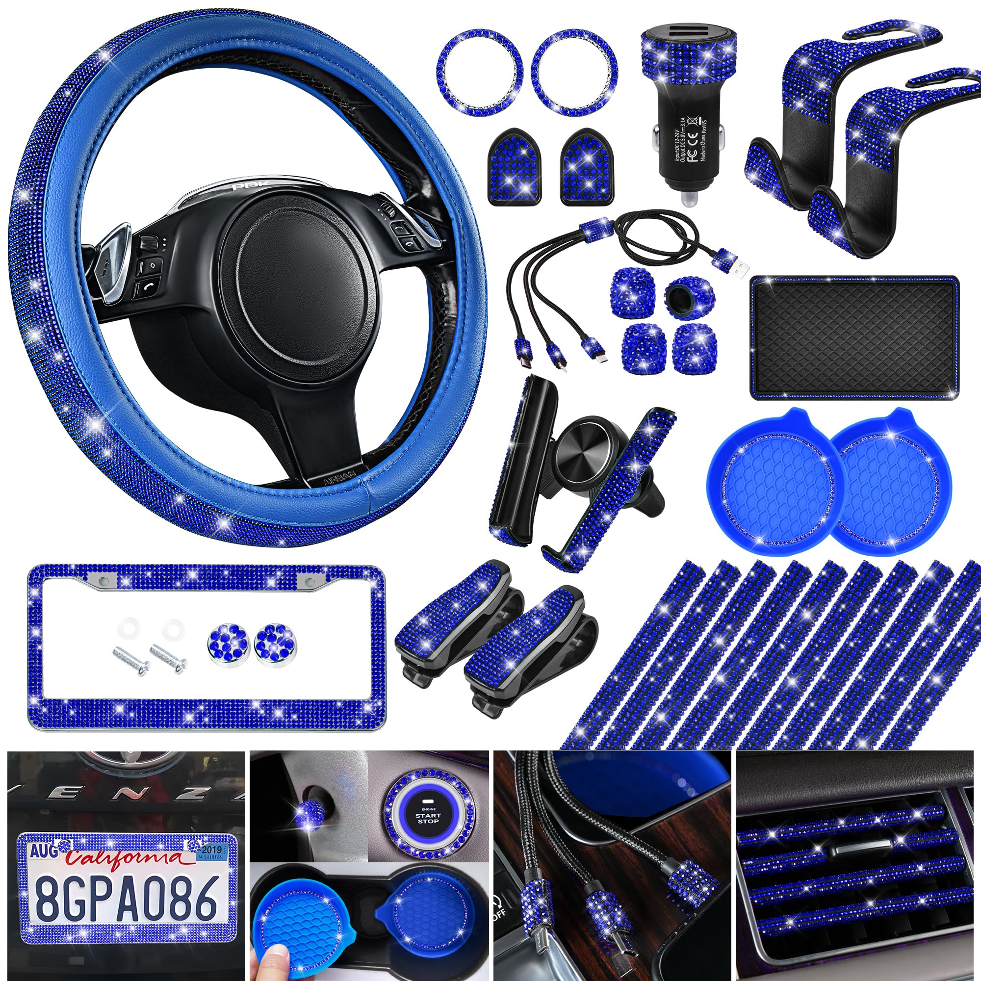 Snapklik.com : 30 PCS Bling Car Accessories Set For Women, Bling ...