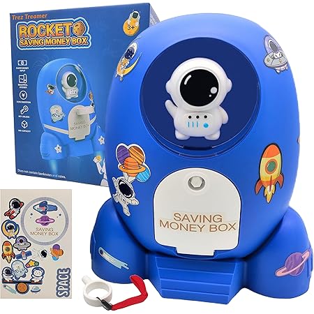 Amazon.com: Rocket Piggy Bank for Boys Cash Coin Can Piggy Banks for ...