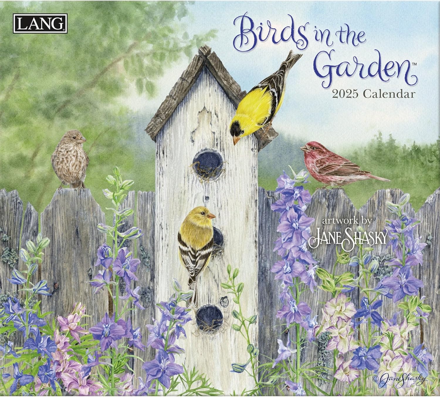 LANG Birds In The Garden 2025 13.4 x 24 Inch Monthly Deluxe Wall ...