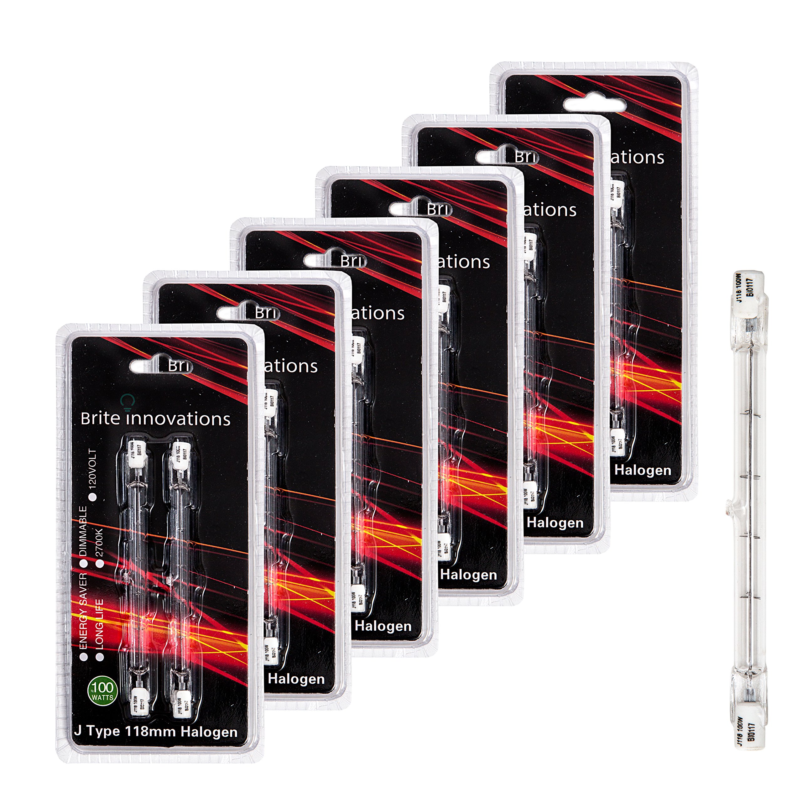 Double Ended J Type Halogen Bulbs - 118mm, 100 Watts, 120 Volts, 2700K ...