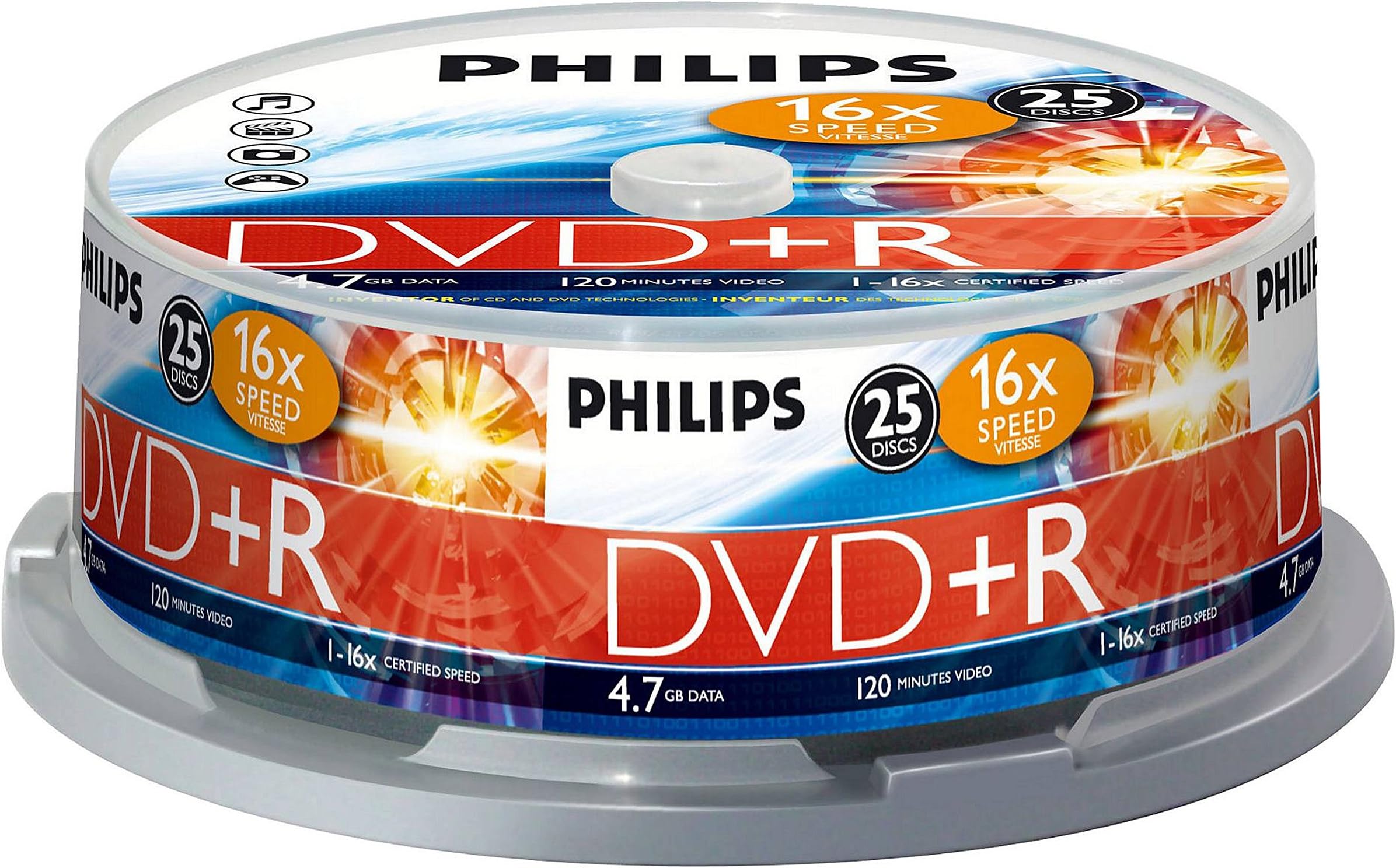 Philips Dvd-R 16X 120M 4 7Gb Cf.25 Campana : Amazon.it: Informatica