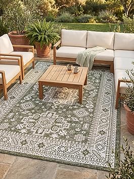 Amazon.com: Rugs.com Outdoor Aztec Collection Rug – 4' x 6' Green ...