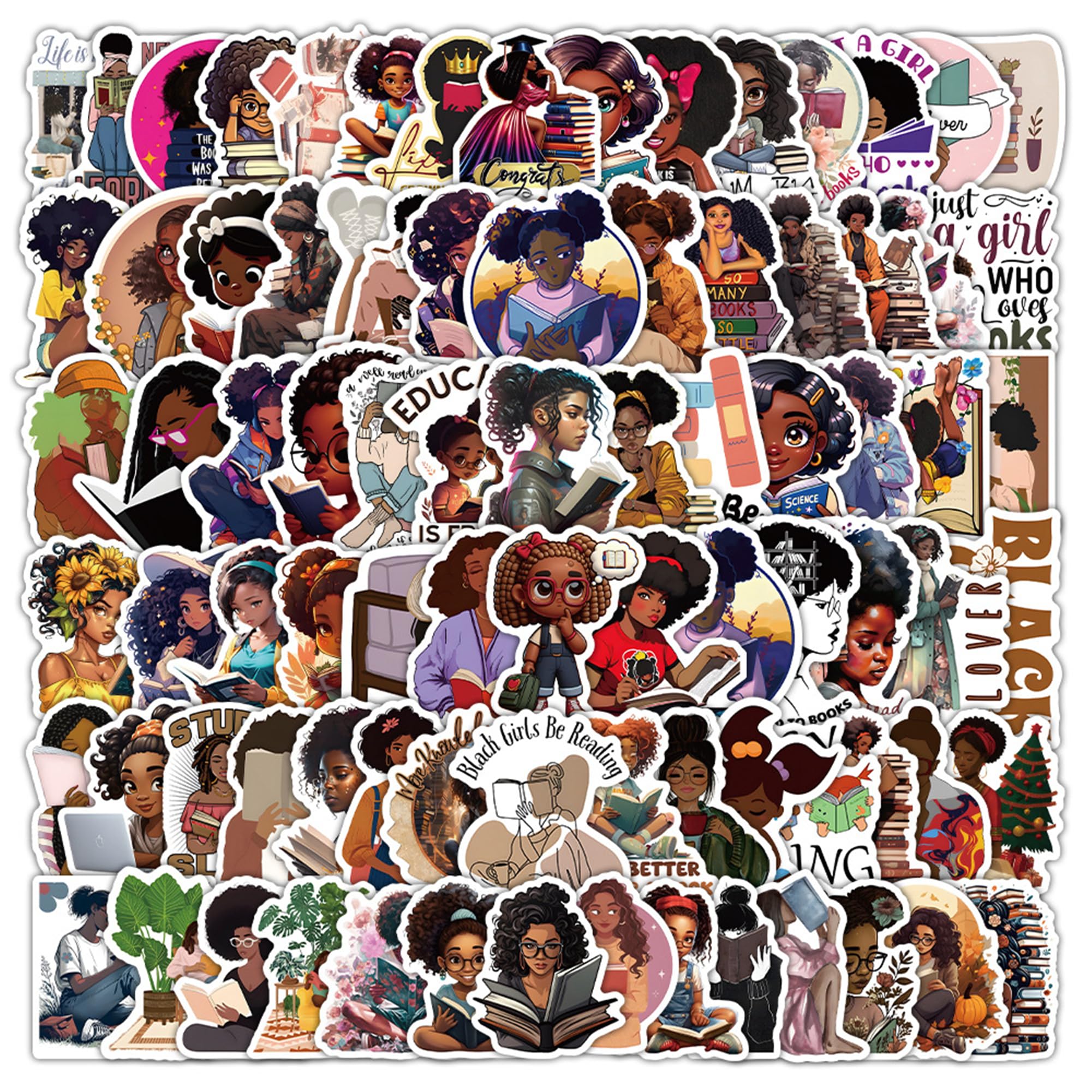 Amazon.com: Reading Black Girl Stickers, 105PCs Black Girl Magic ...