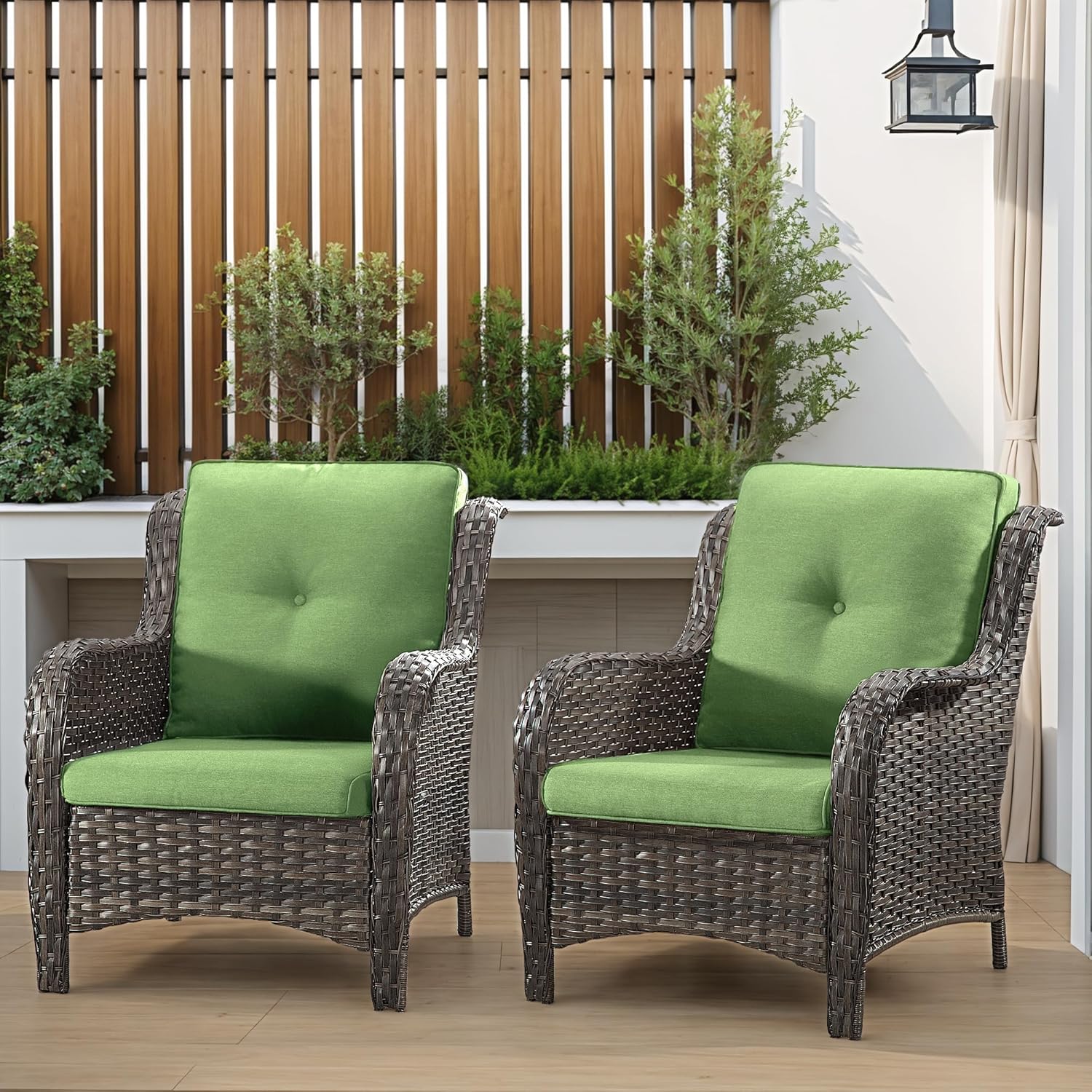 Amazon.com: Patio Wicker Chairs Set of 2, Patio Rattan Dining Chairs ...