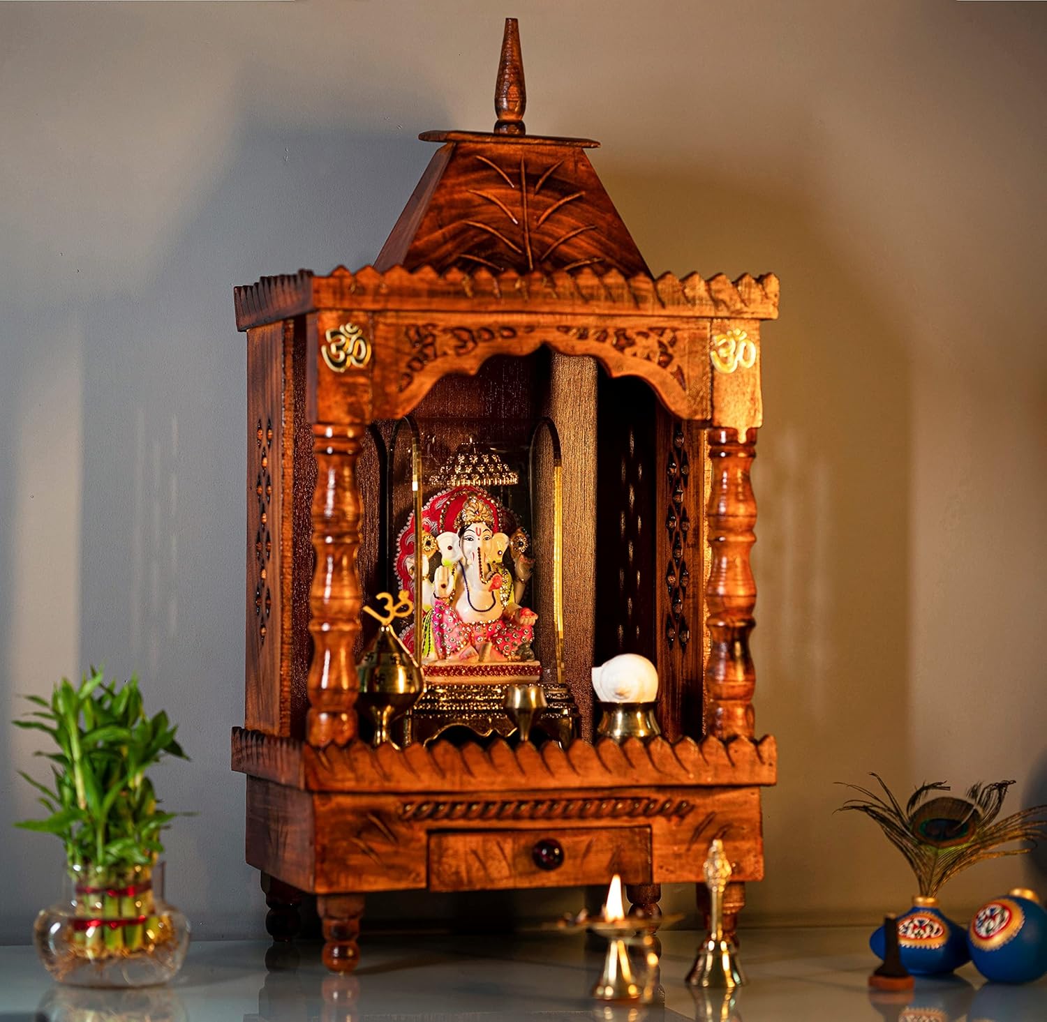 Patiofy Temple/Wooden Pooja Stand for Home/Mandir for Home/Temple for ...