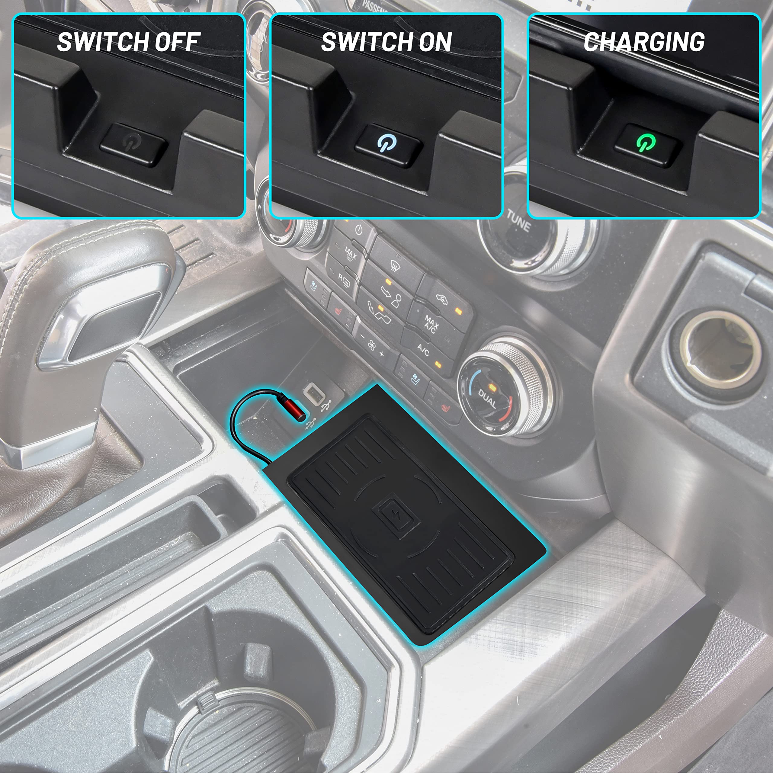 KEWISAUTO Car Wireless Charger Pad for Ford F-150 2018-2023, Center ...