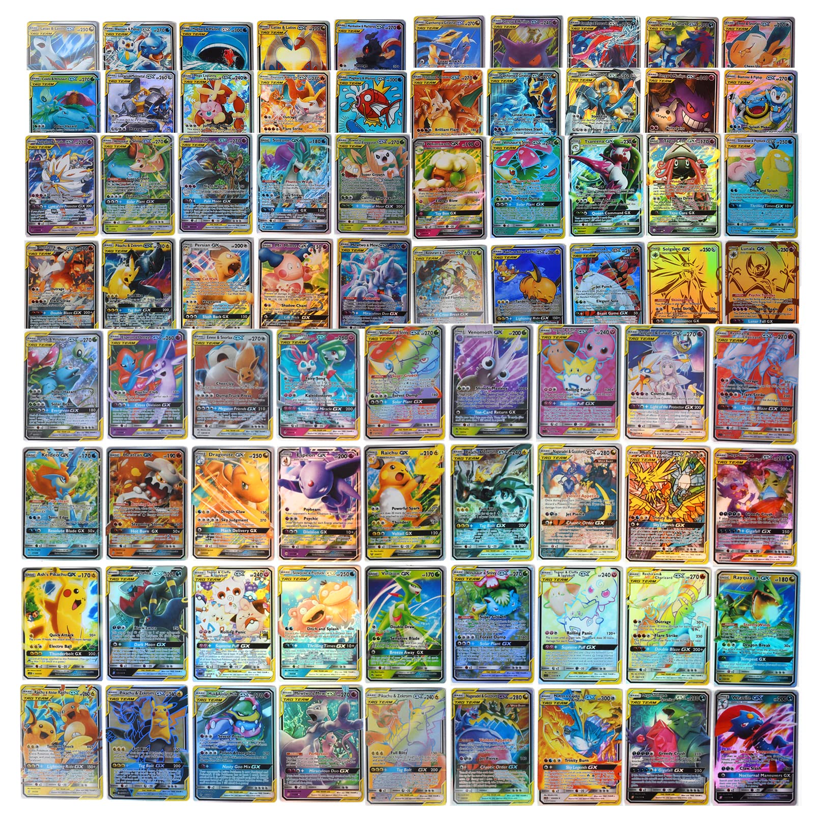 Buy 100 Pcs PTCG Ultra Rare Cards Pack, GX Tag Team Cards Cartoon ...
