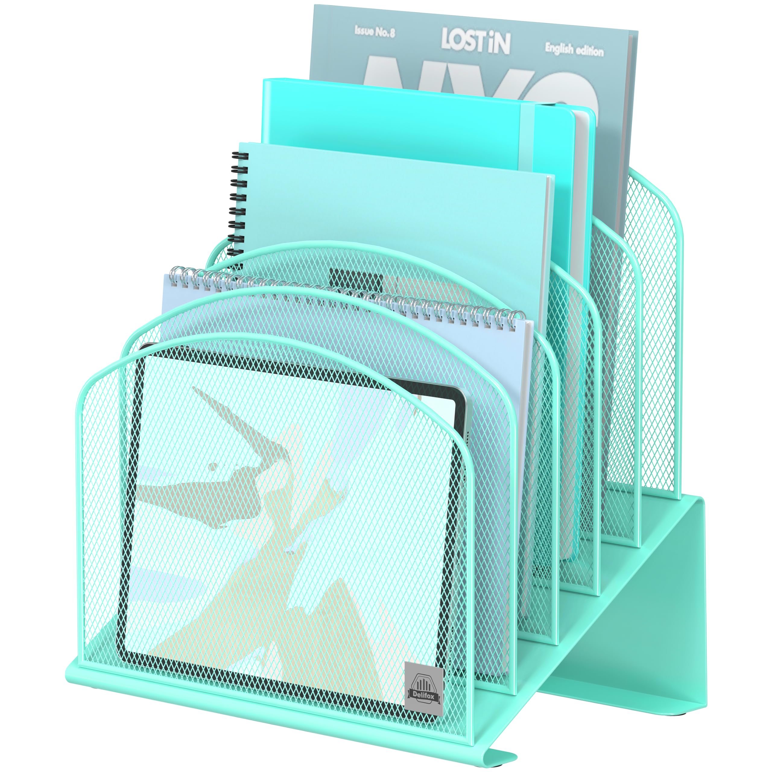 Amazon.com: Delifox Inclined Desk File Organizer, 5-Section Vertical ...