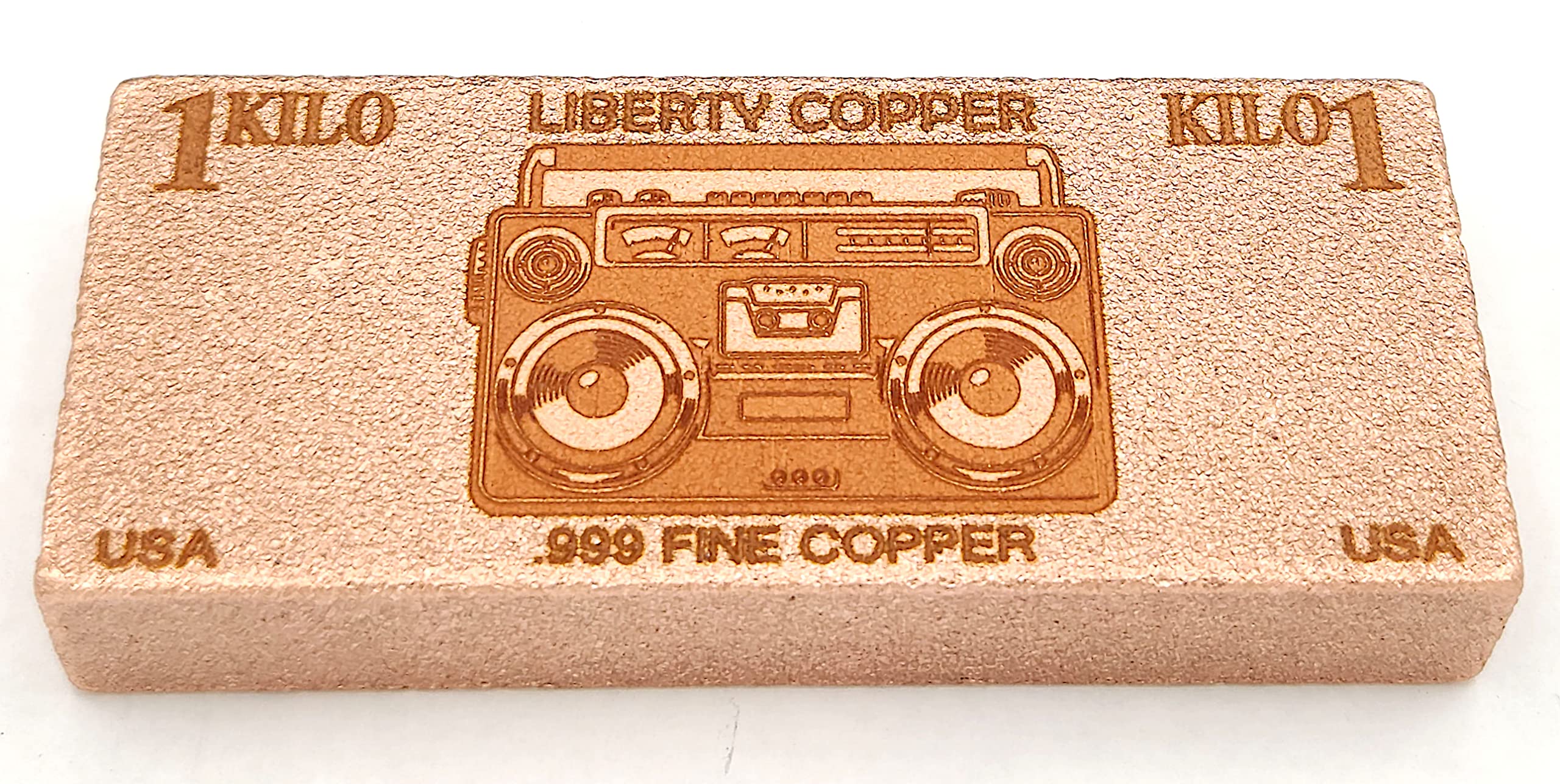 Amazon.com: Liberty Copper Retro Boombox Series 1 Kilo Fine Copper Bullion Bar, Portable ...