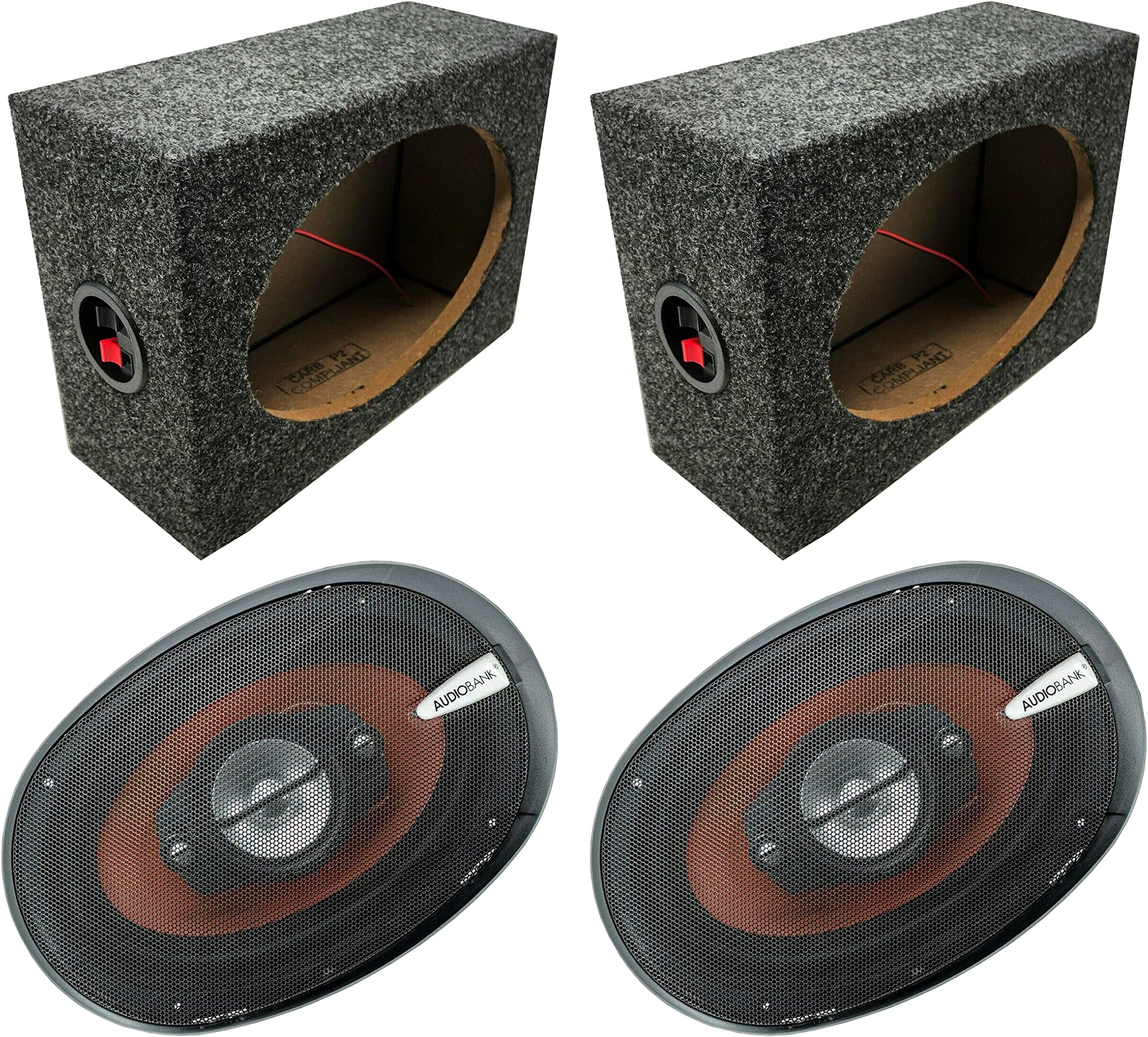 Amazon.com: Pair of Audiobank 6.5" 400 Watt 3-Way Red Car Audio Stereo ...