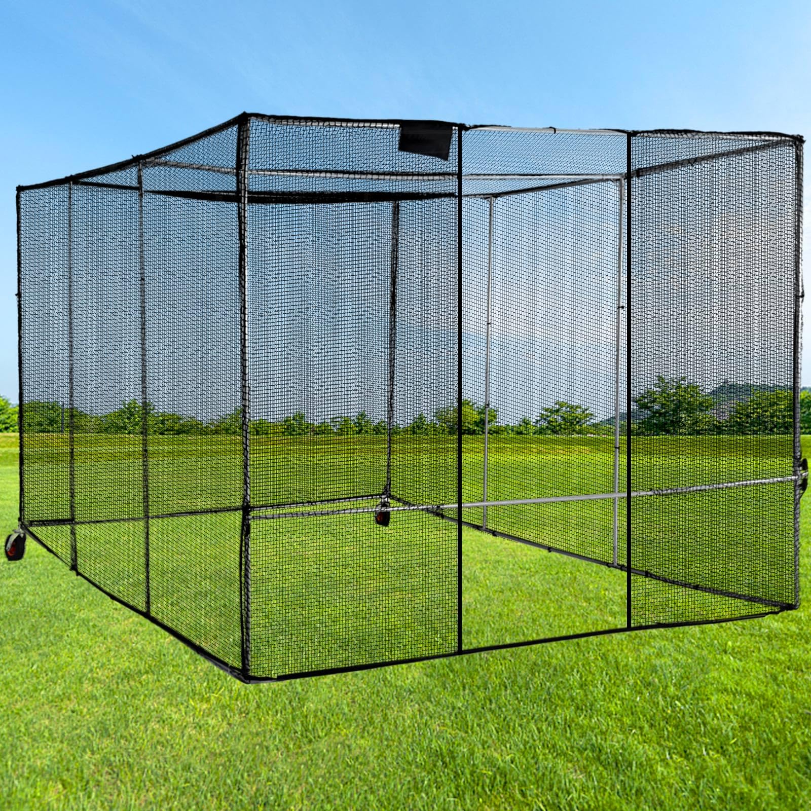 Amazon.com : Doubleriver Baseball Batting Cage with Wheels 10X16.4X8FT ...