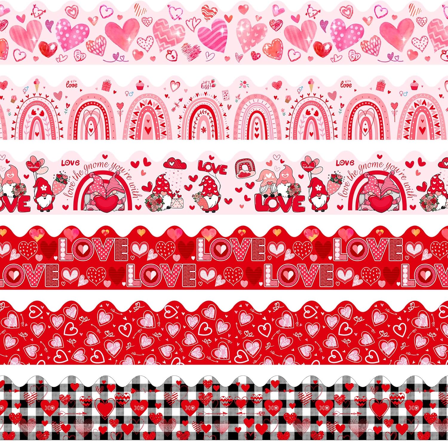 Amazon.com: Seajan 6 Pcs 197 ft Valentine's Day Bulletin Board Borders ...