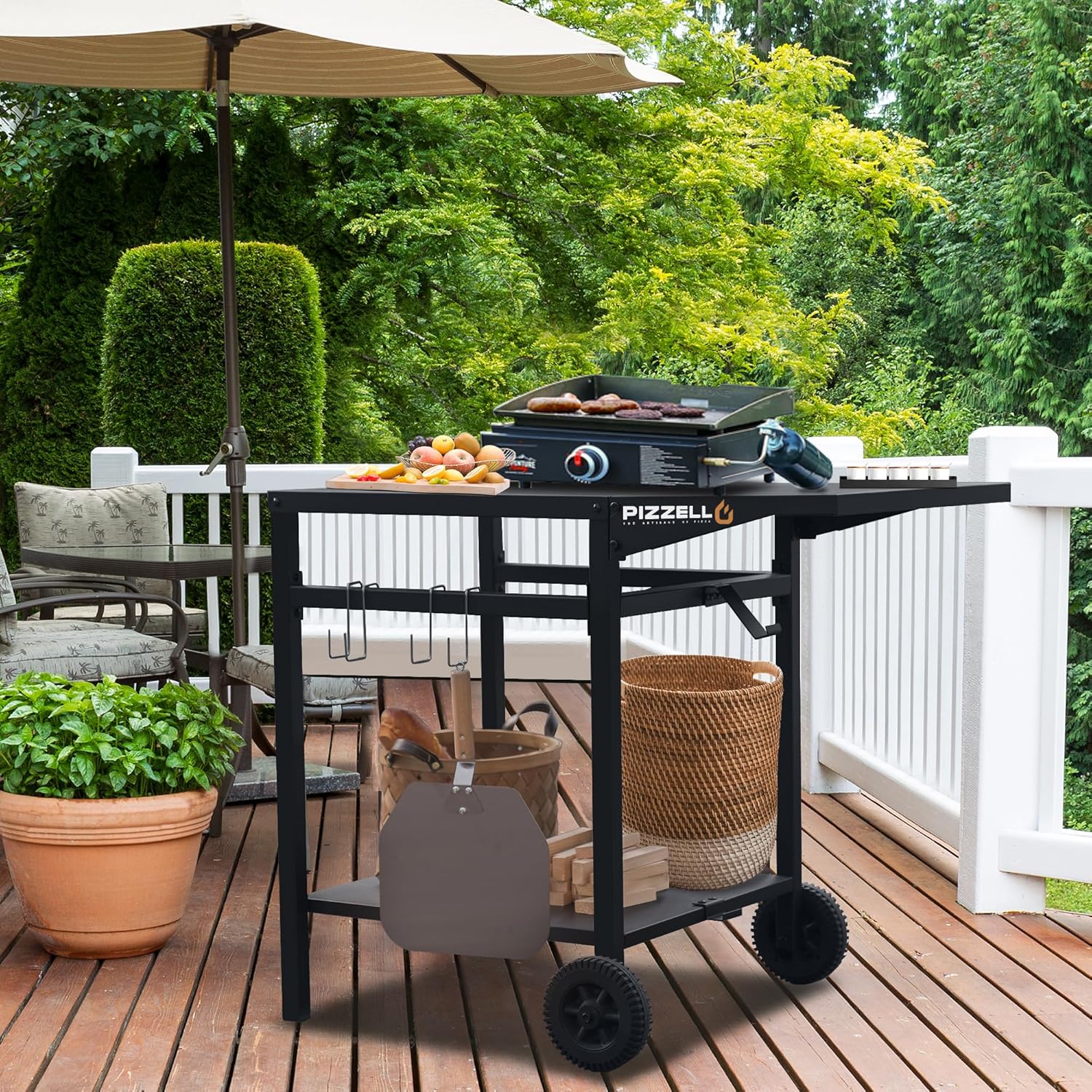 Amazon.com: PIZZELLO Garden Cart 2 Layers Grill Cart for Outdoor ...