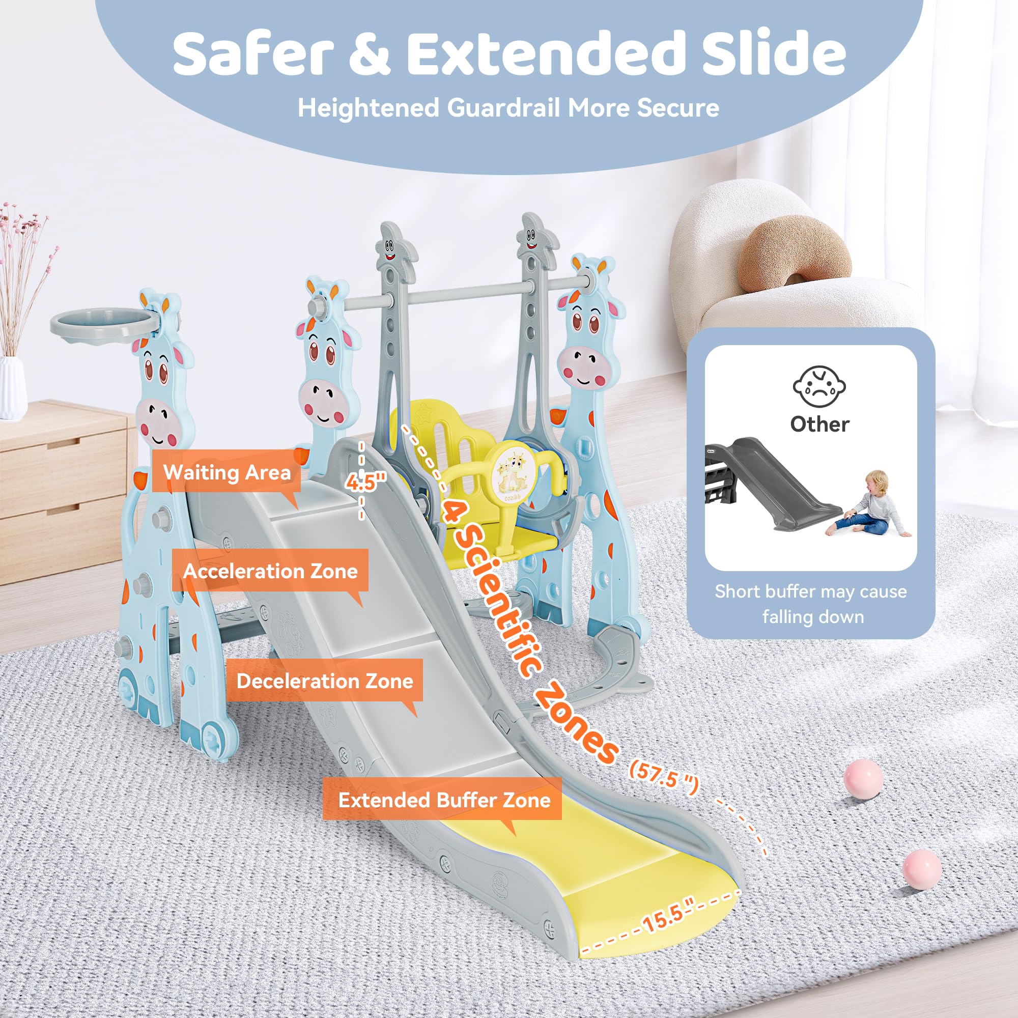 Snapklik.com : 4 In 1 Toddler Slide And Swing Set, Kid Slide For Age 18 ...