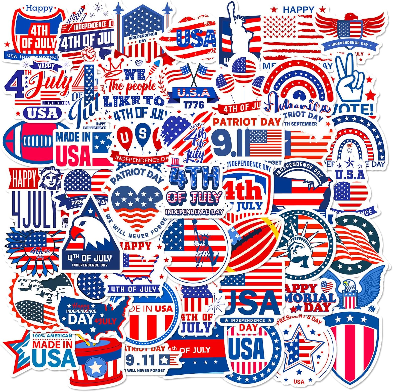 Amazon.com: 100pcs 4th of July Theme Waterproof Vinyl Stickers ...
