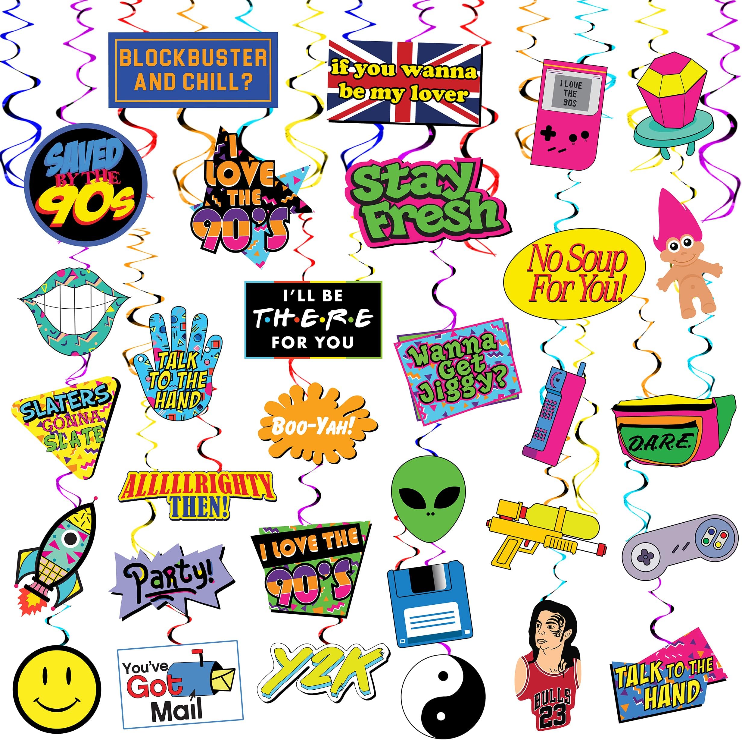 Amazon.com: 20 Pieces 90s Party Sign 90s Posters Funny 90s Photo Booth ...