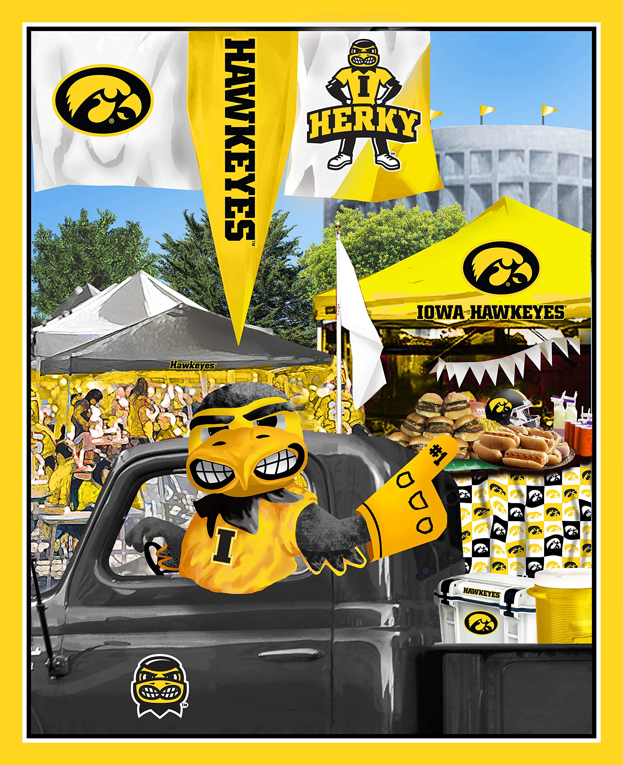 Amazon.com: University of Iowa Cotton Fabric Panel with Tailgate Design ...