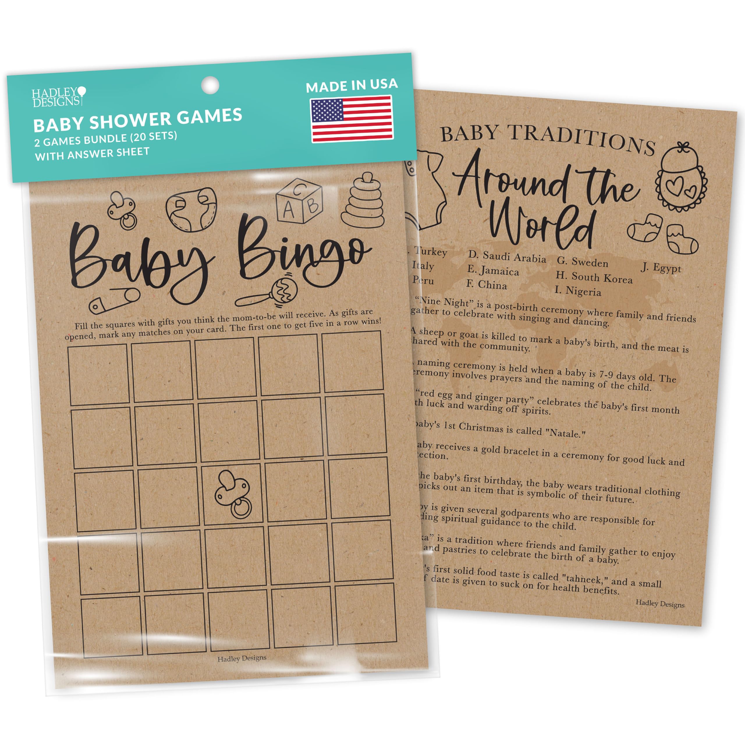 Amazon.com: Hadley Designs 20 Rustic Baby Shower Gender Neutral Games ...
