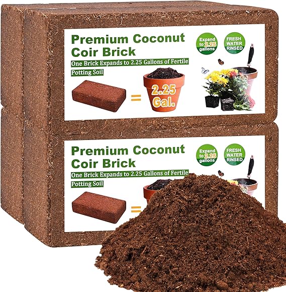Amazon.com : Organic Coco Coir 4 Pcs Compressed Coconut Coir Bricks ...