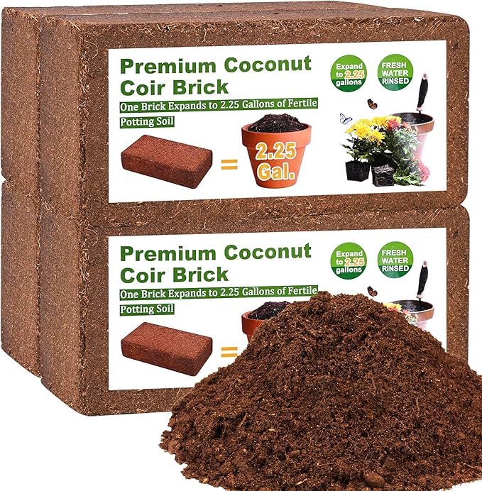Amazon.com : Organic Coco Coir 4 Pcs Compressed Coconut Coir Bricks ...