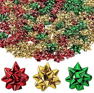 GIONAR 100Pcs Mini Christmas Bows - Red,Green & Gold 1Inch Metallic ...