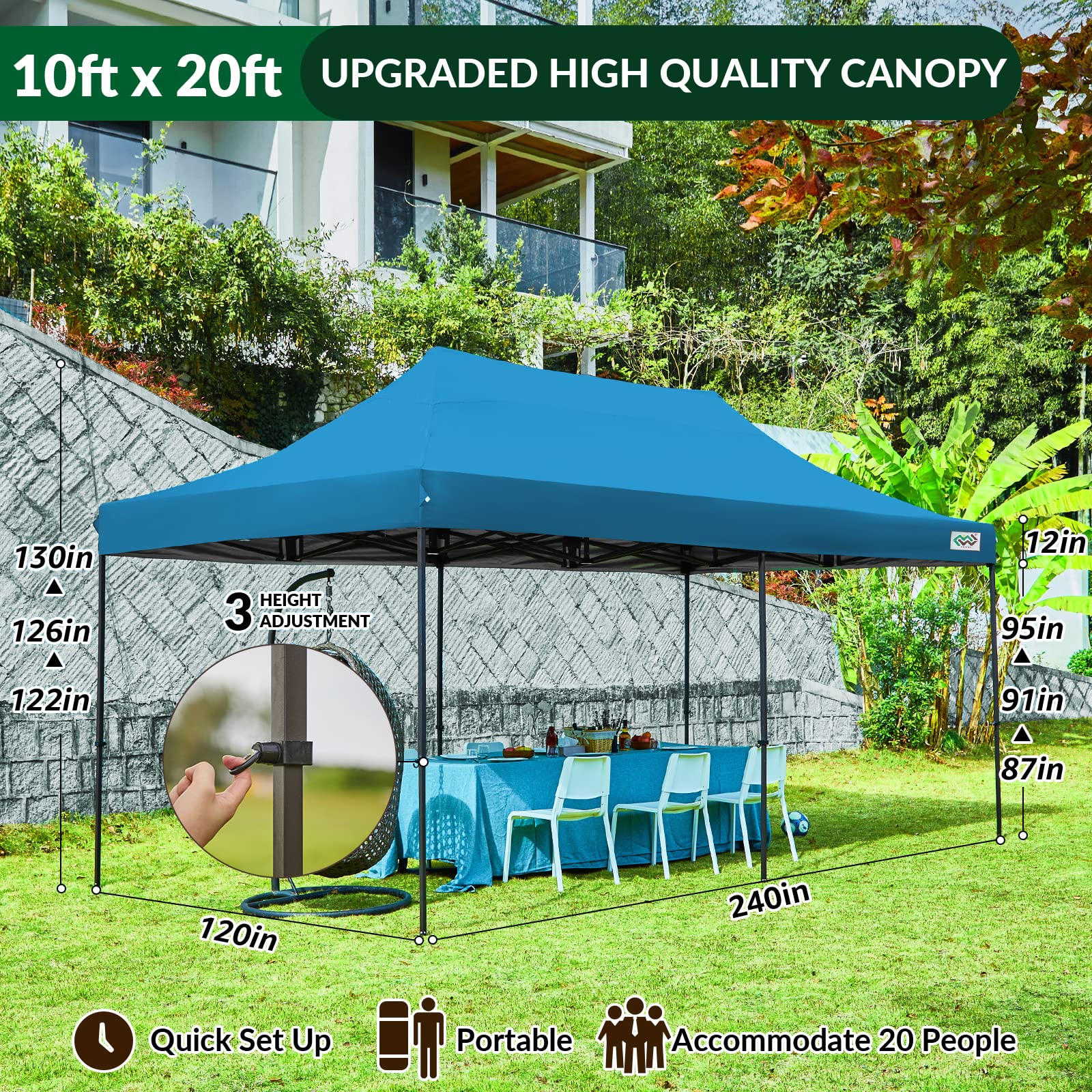 MEWAY Upgraded Pop Up Canopy Tent 10x20FT, Heavy Duty Outdoor Canopy ...