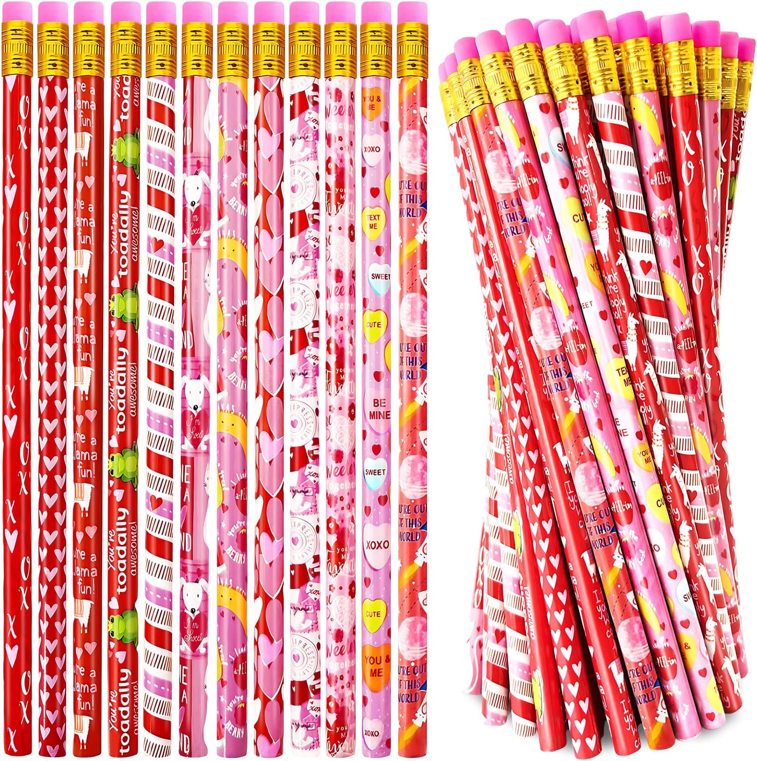 Amazon.com : Qyyiguf 72Pcs Valentine's Day Pencils,Wood Pencils Bulk ...