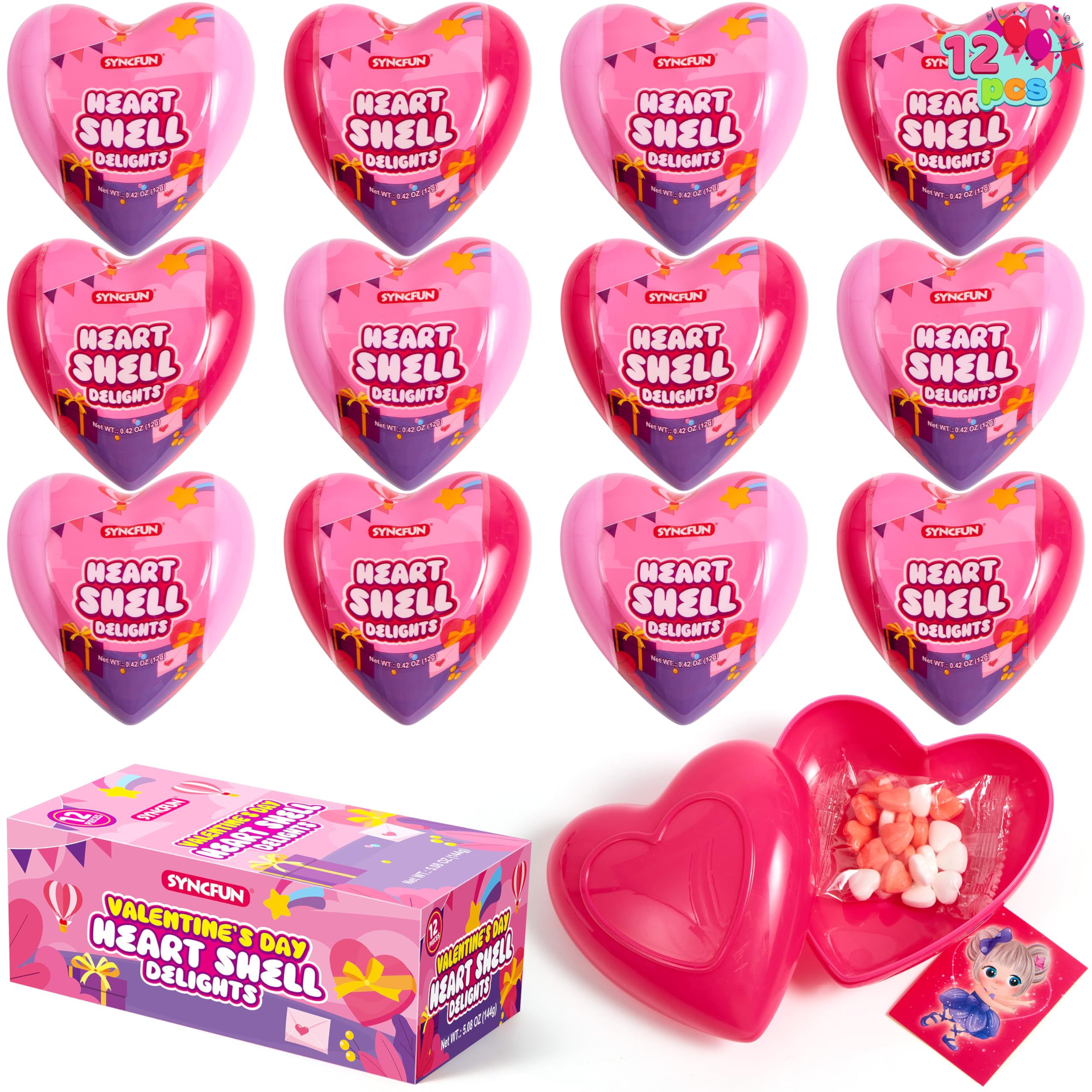 Amazon.com : SYNCFUN 12PCS Valentine Heart Candy, Individually Wrapped ...