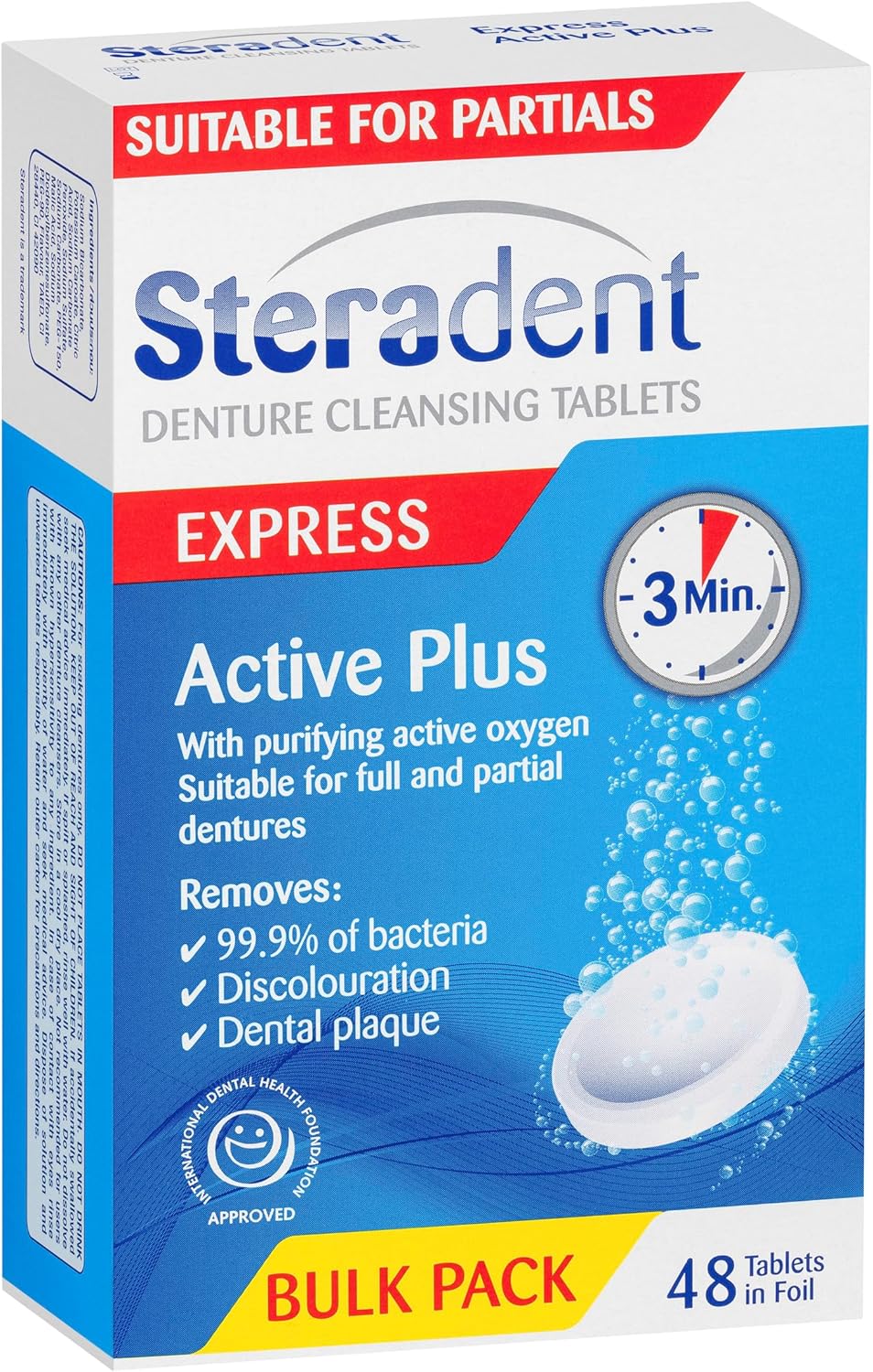 Steradent Active Plus Denture Cleanser Tablets (Pack of 48) : Amazon ...