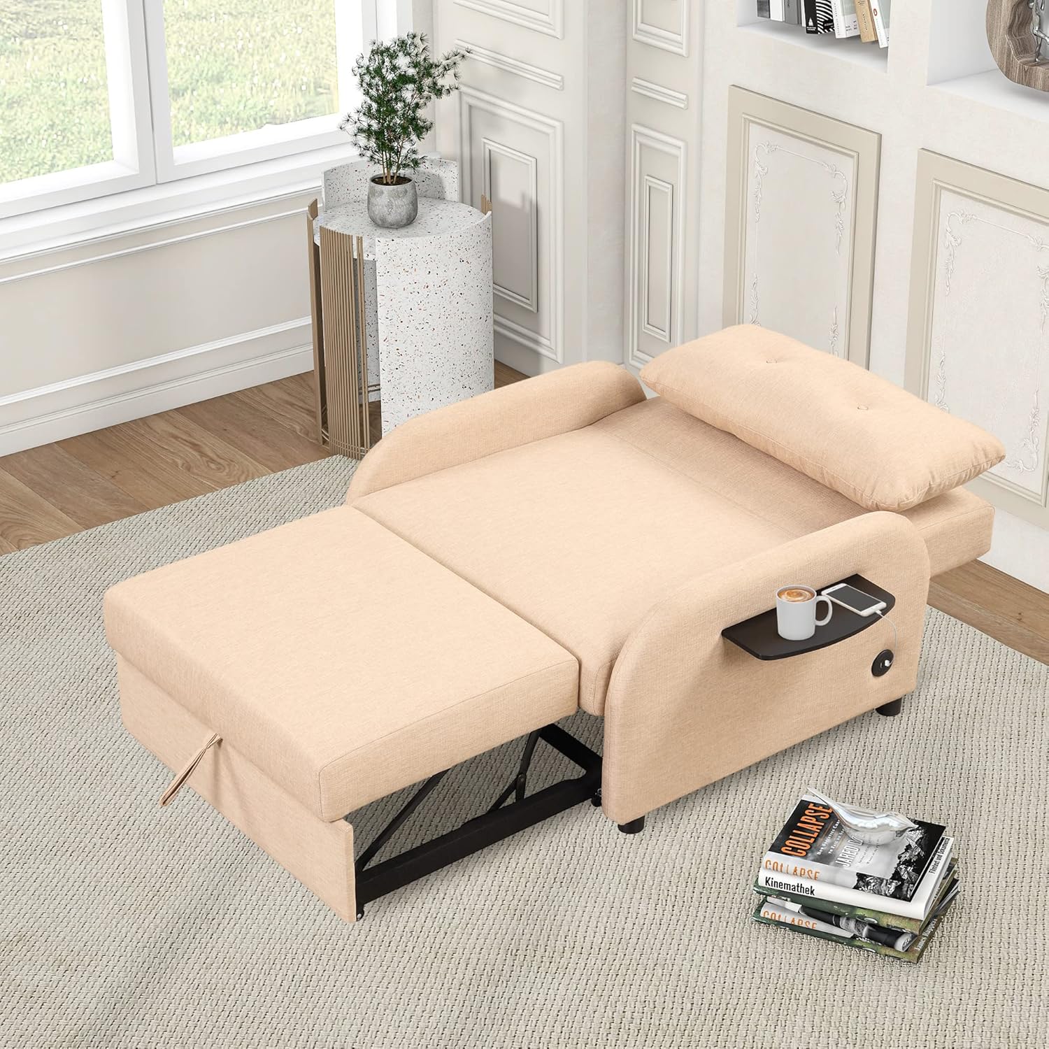 Amazon.com: ERYE 3-in-1 Upholstered SofaChair Convertible Single ...