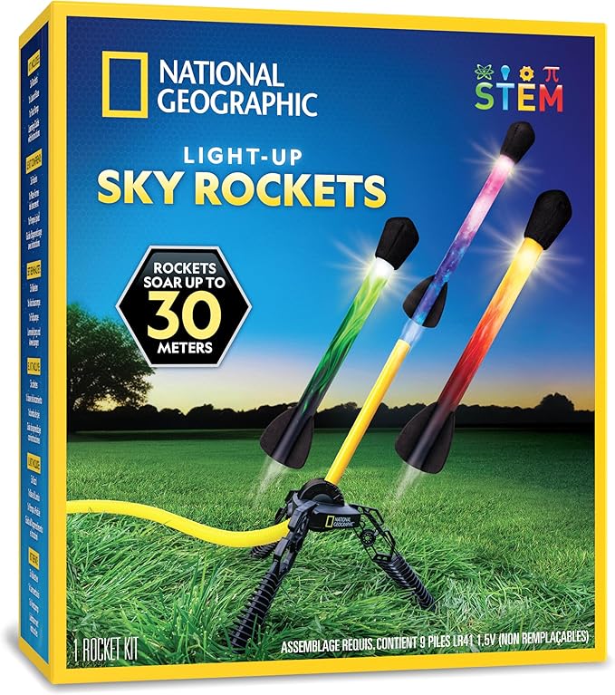 National Geographic Air Rocket Toy – LED Rocket Launcher for Kids, Jump ...