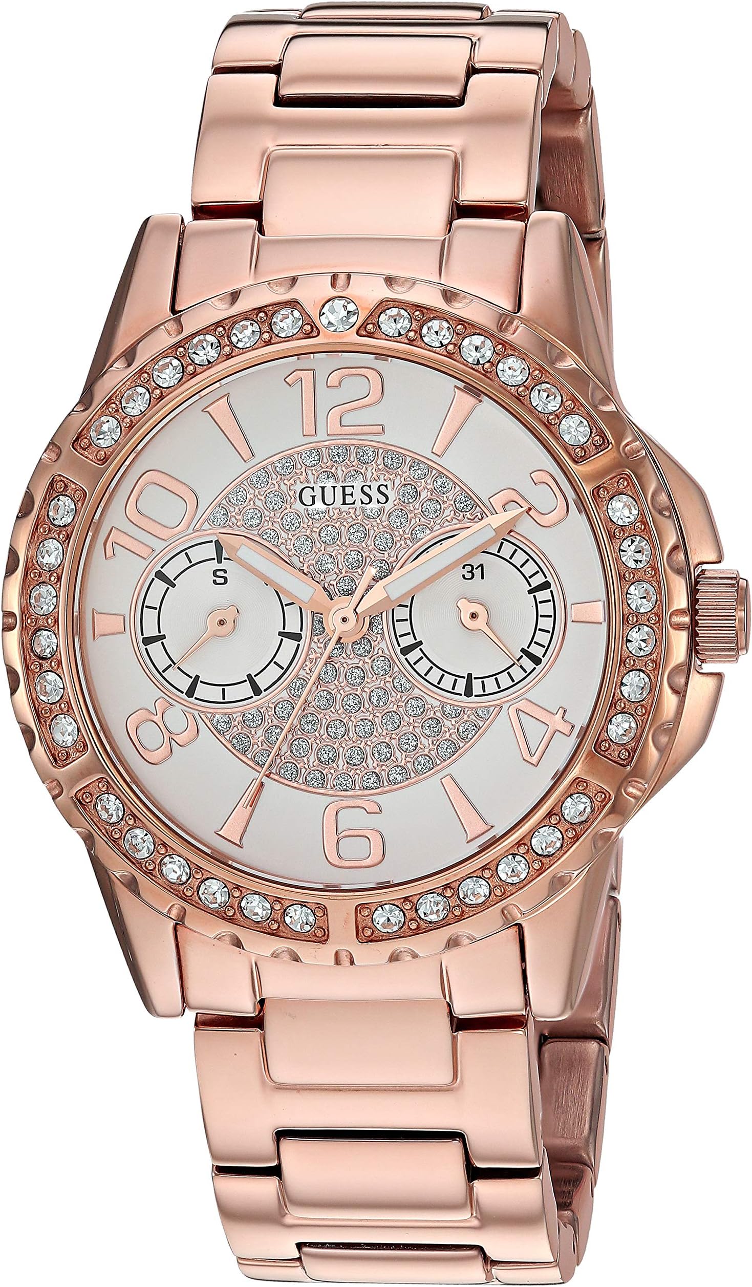 Guess Damen Analog Quarz Uhr mit Edelstahl Armband W0767L1 : Amazon.de ...