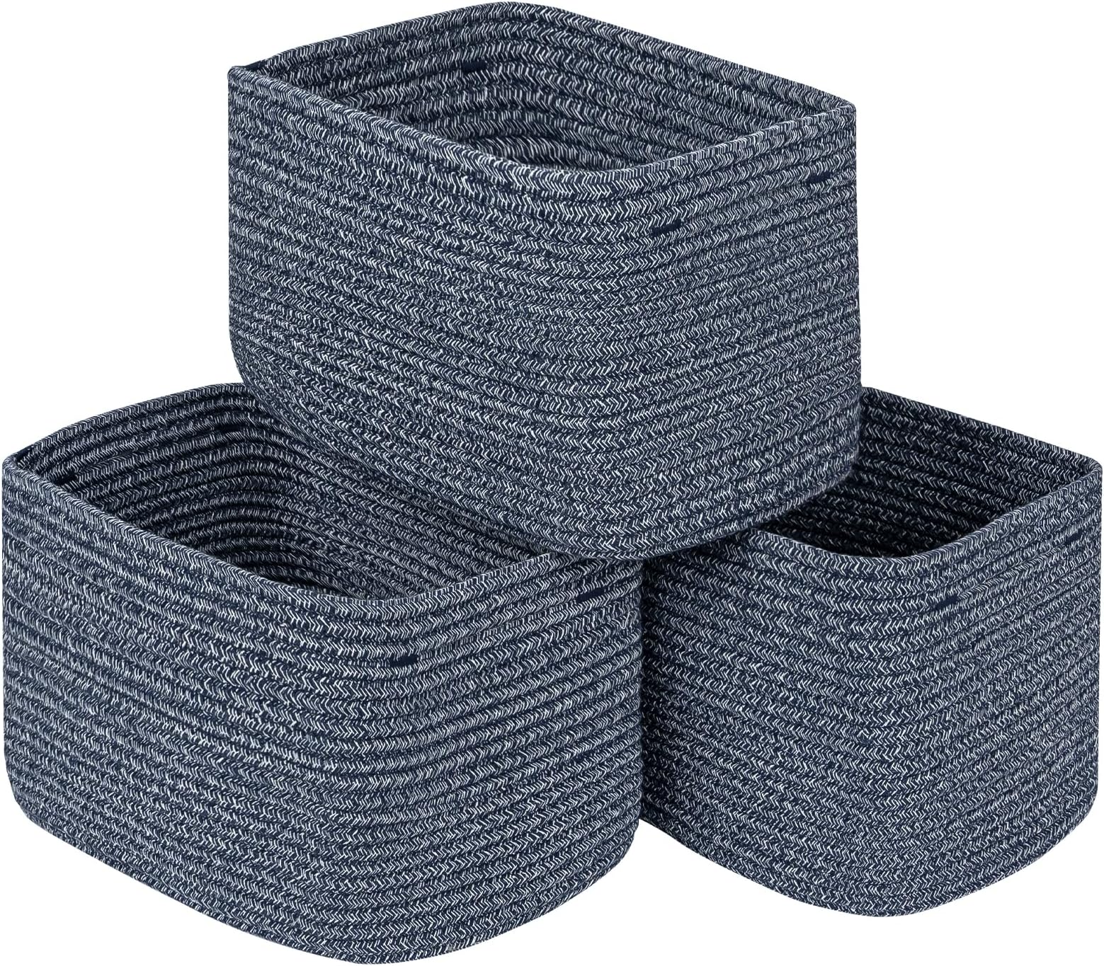 Amazon.com: XUANGUO White and Blue Cotton Rope storage Basket Bins ...