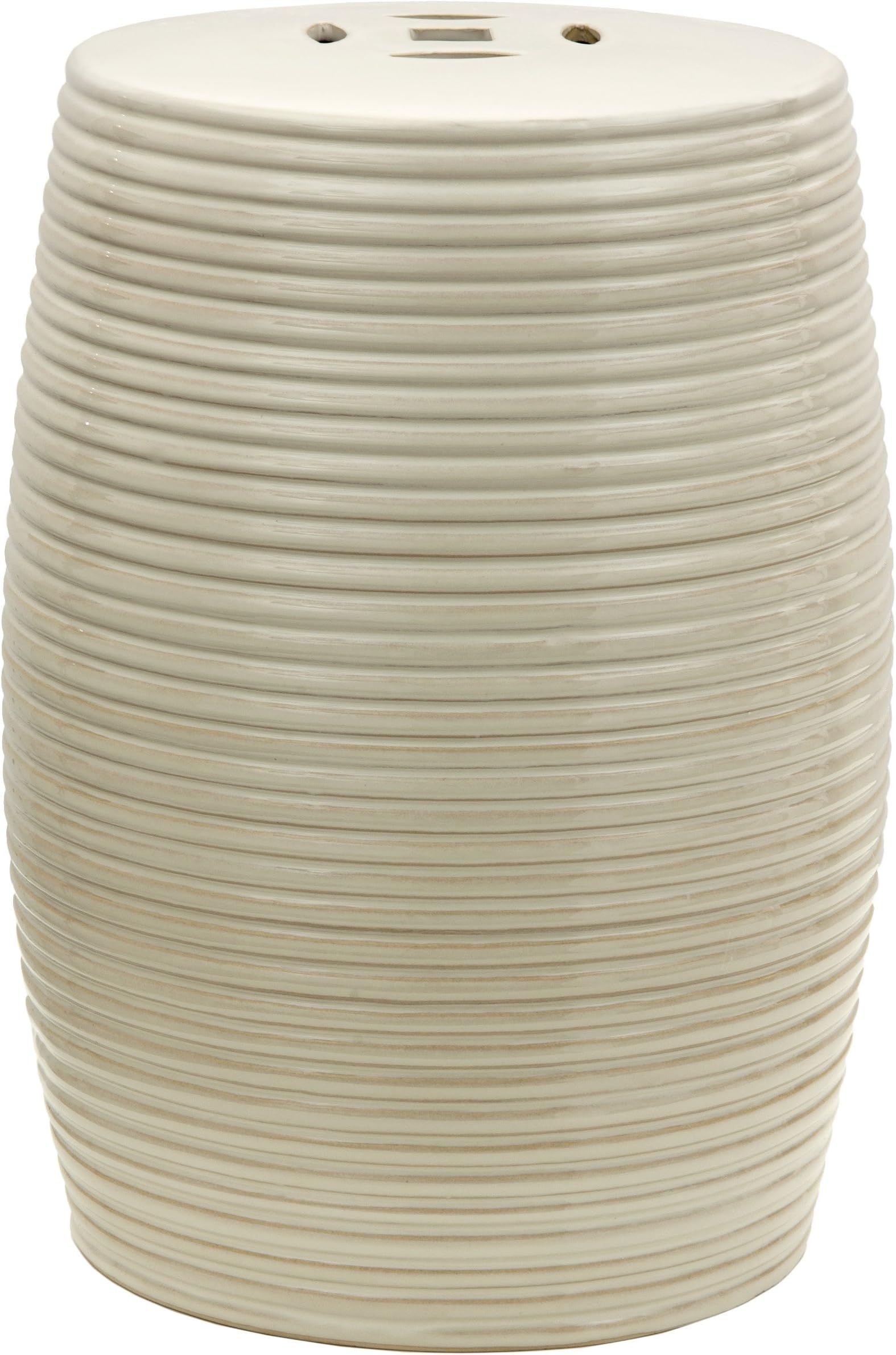 Amazon.com: Red Lantern Beige & Green Ribbed Porcelain Garden Stool ...