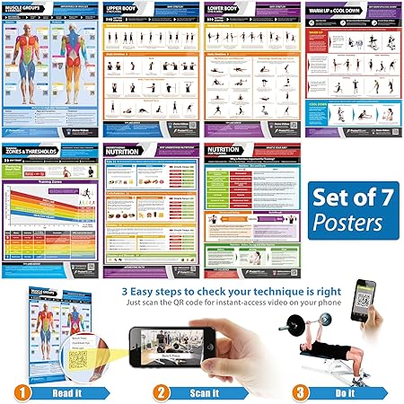Body Conditioning Gym Workout Posters - Set of 7 - LARGE - A2 (594mm x ...