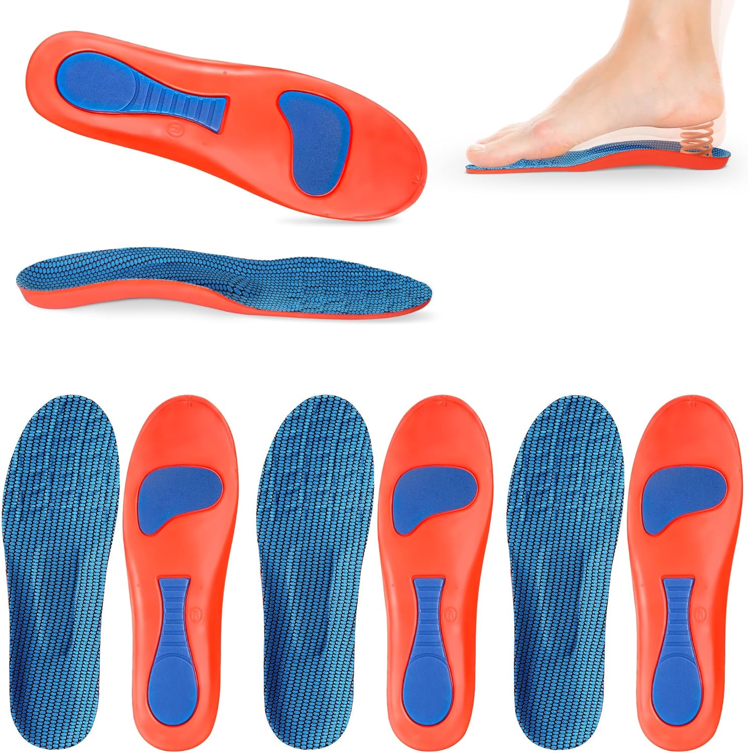 Semelle Orthopédique Homme Femme - 4 Paires Confort Ergonomique Gel ...