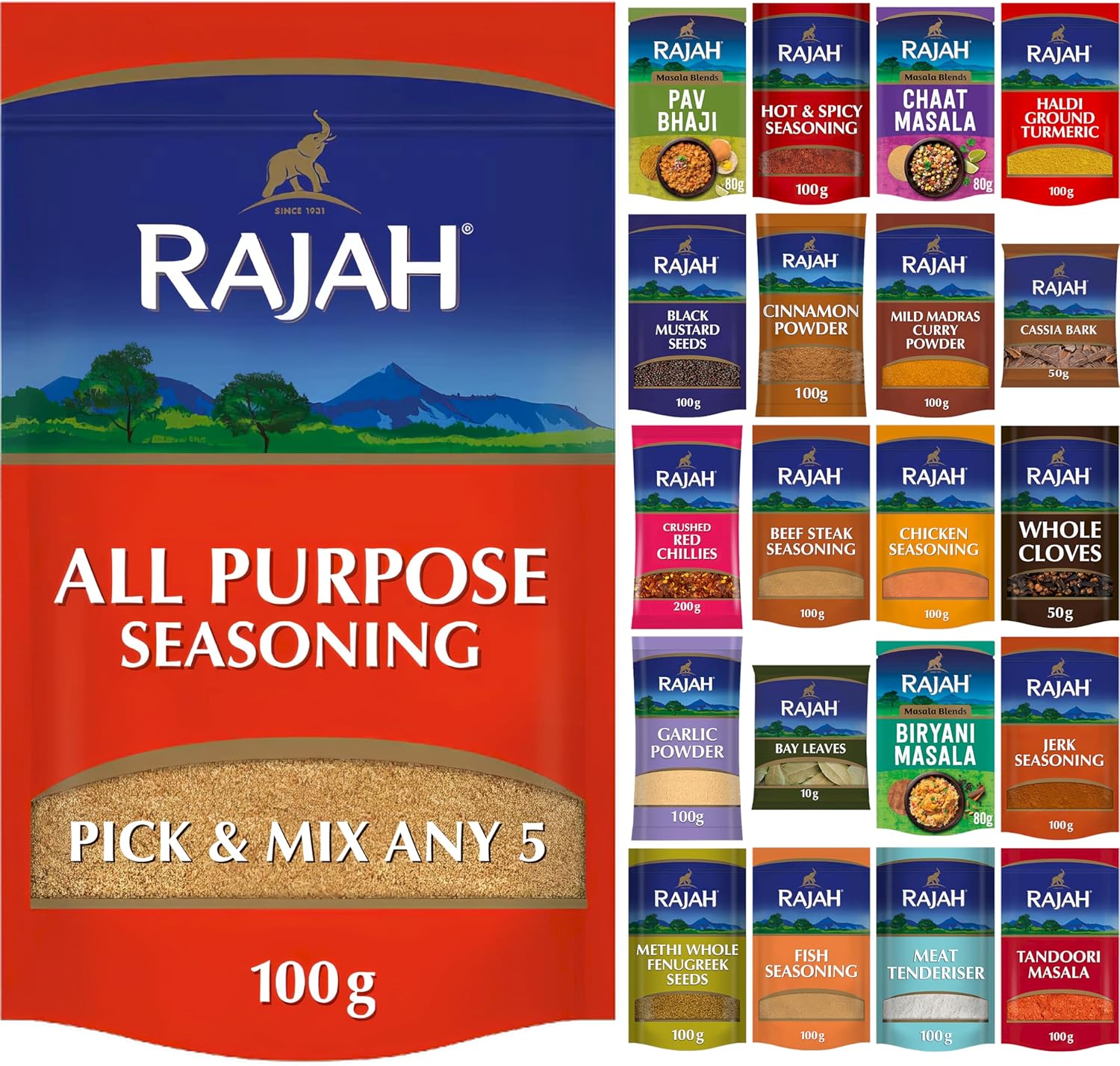 All Purpose Seasoning by Rajah Spices | 5 x 100g | or Pick Any 5 Rajah ...