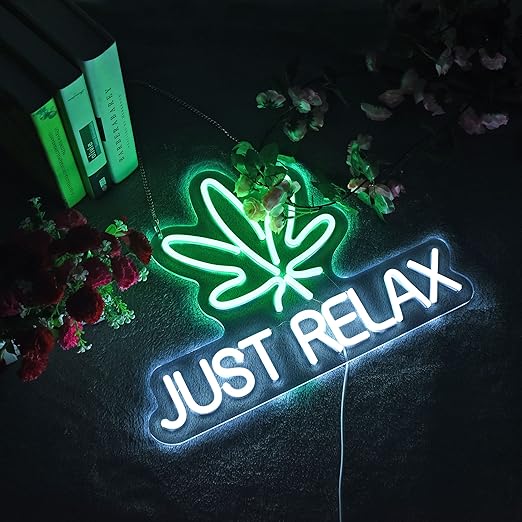 Roouneon Neon Sign Just Relax LED Neon Lights Signs for Wall Decor ...