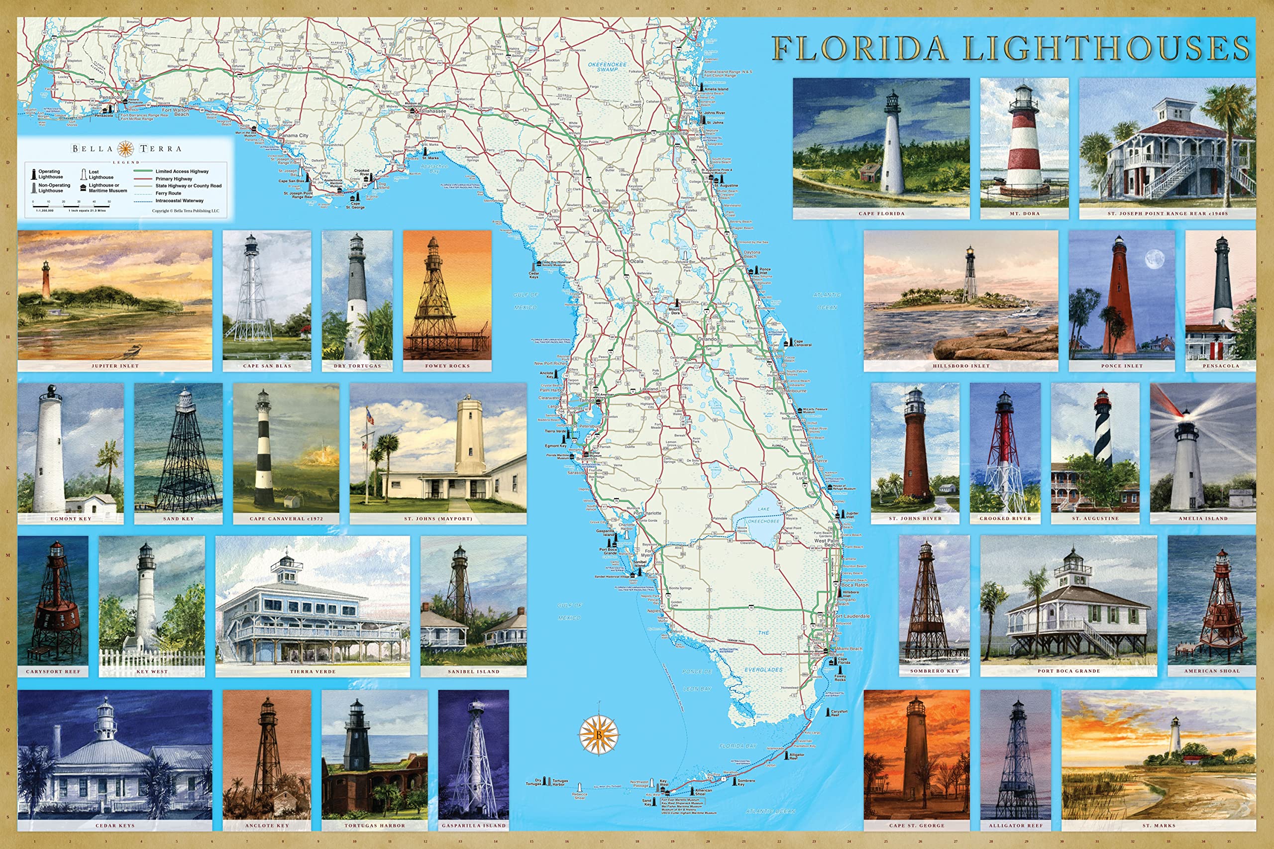 Buy Florida Lighthouses Illustrated & Guide Laminated Online at desertcartINDIA