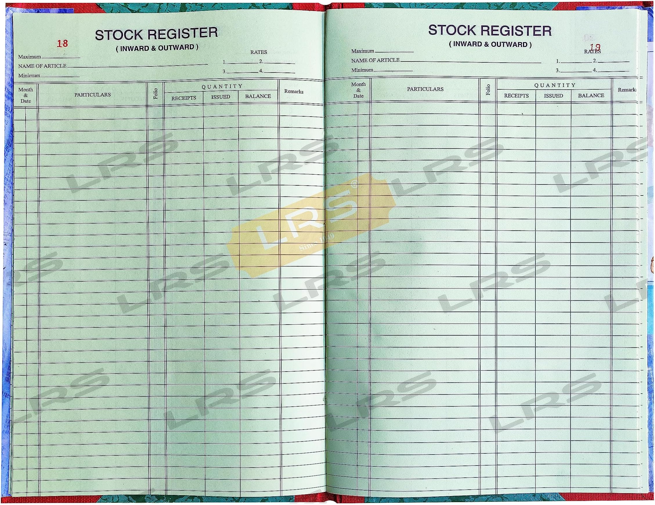 LRS Stock Register Size - 34x21 cm - 75 GSM Ledger Paper - 150 Pages ...