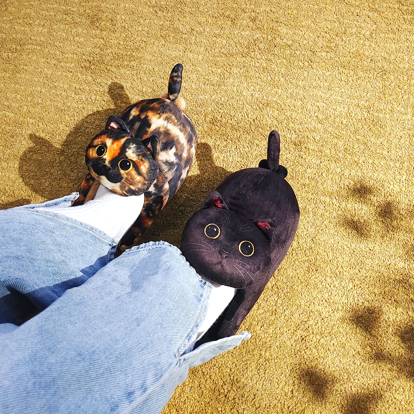 Fuzzy Cat Slippers for Women Indoor and Outdoor,Funny Animal House ...