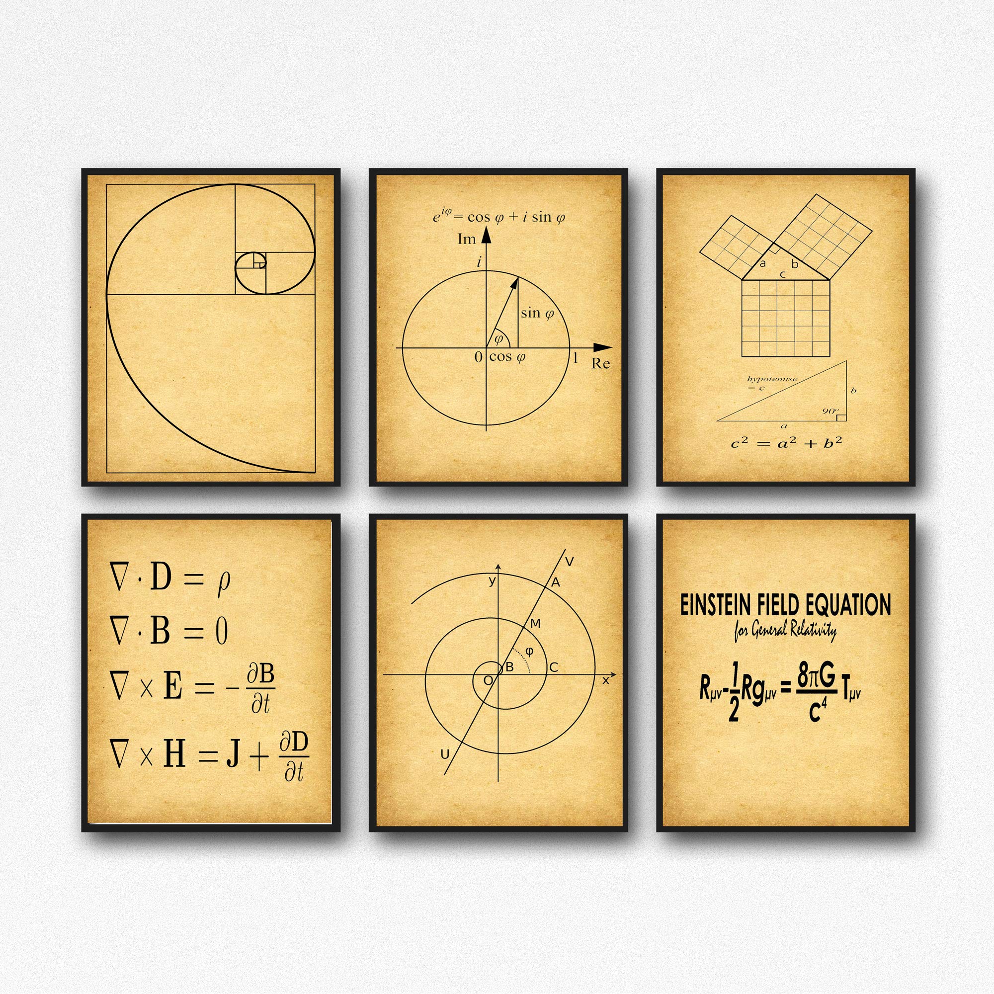 Buy Math Wall Art - Fibonacci Spiral Wall Decor Pythagoras's Theorem ...