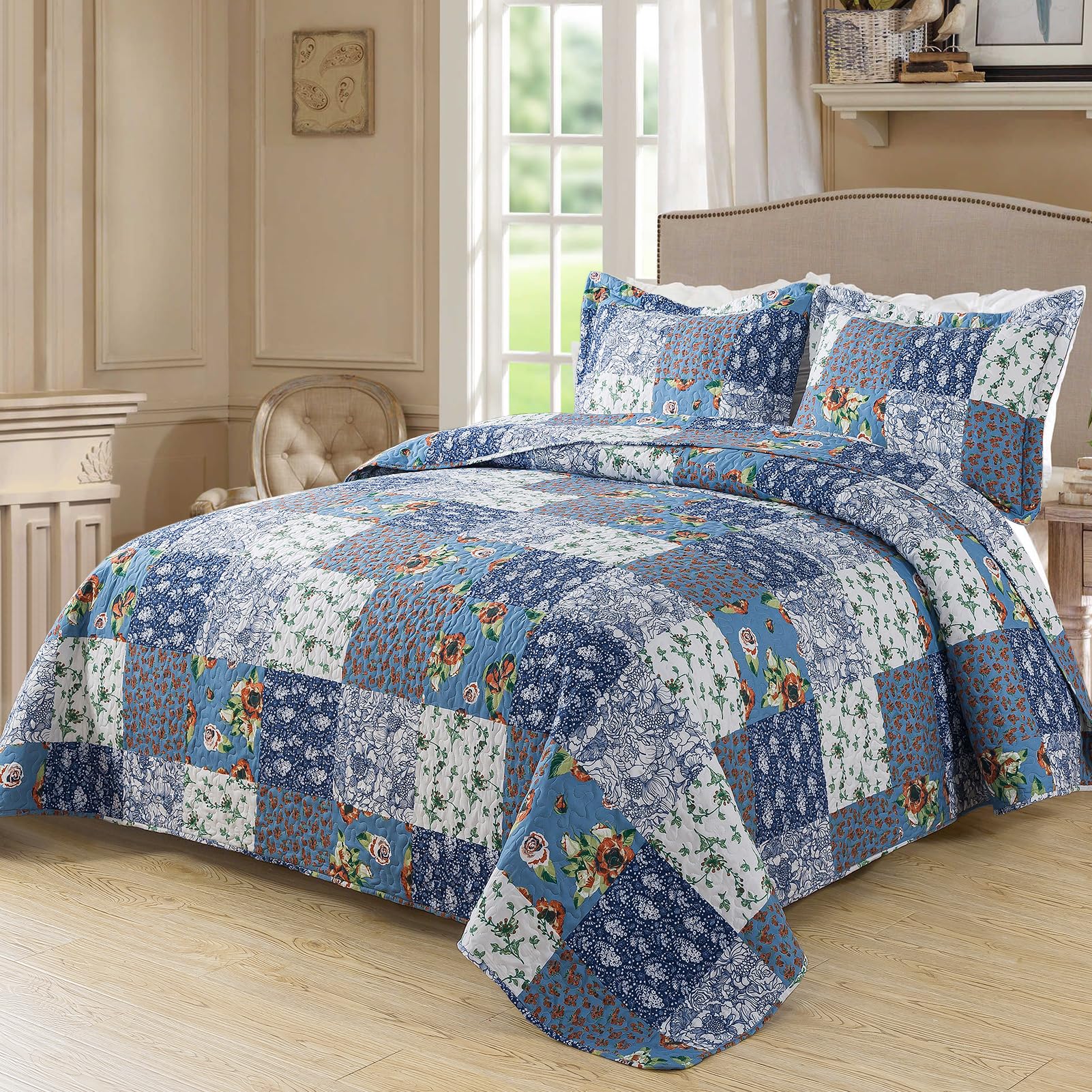 Amazon.com: BEDIFANY Boho Queen Size Quilt Bedding Set - Reversible ...
