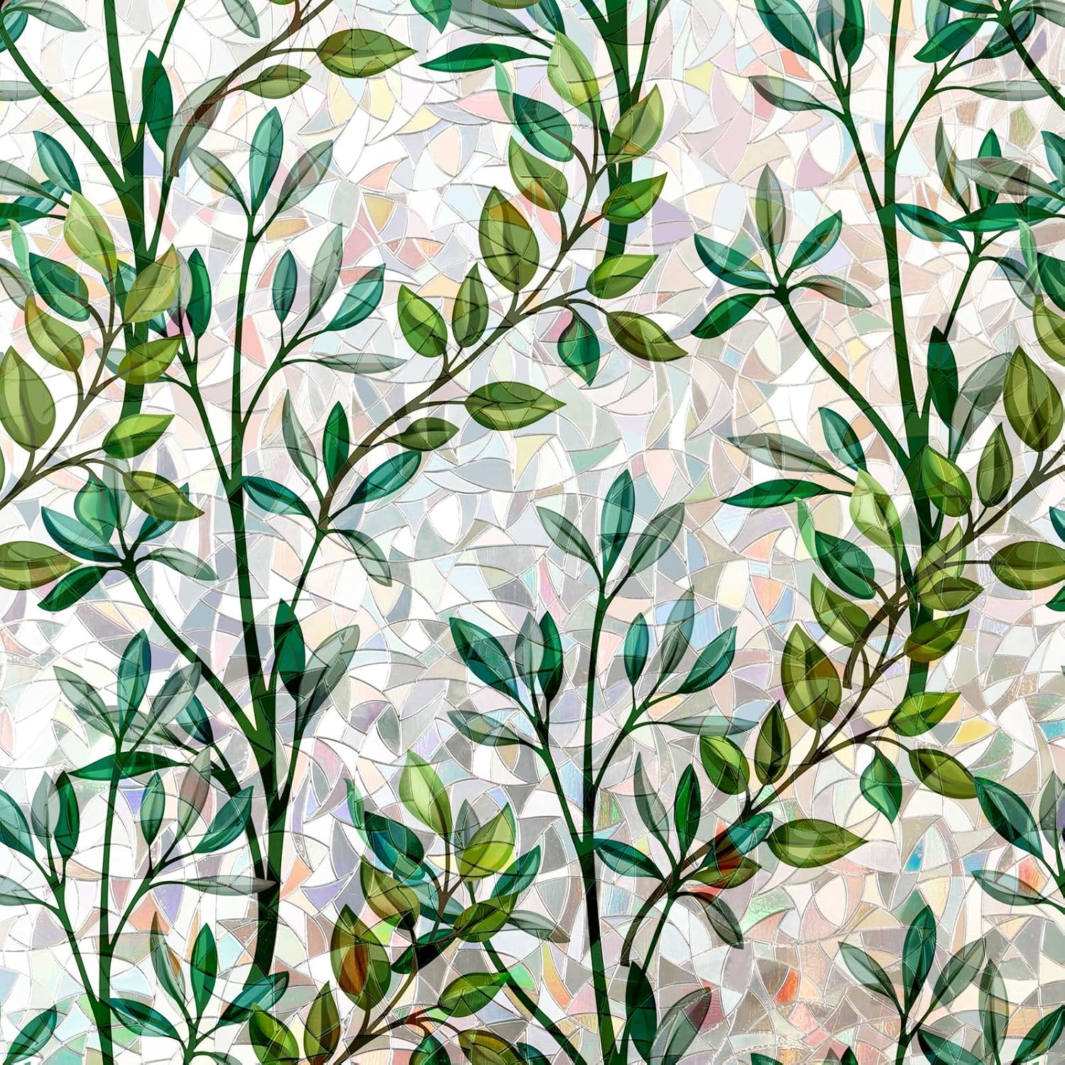 Amazon.com: Rainbow Window Privacy Film 3D Leaf Decorative Stained ...