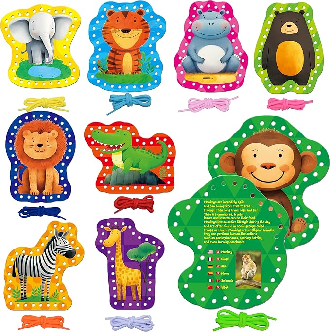Amazon.com: SpriteGru 9 PCS Kids Lacing Cards, 9 Double Sided Wild ...