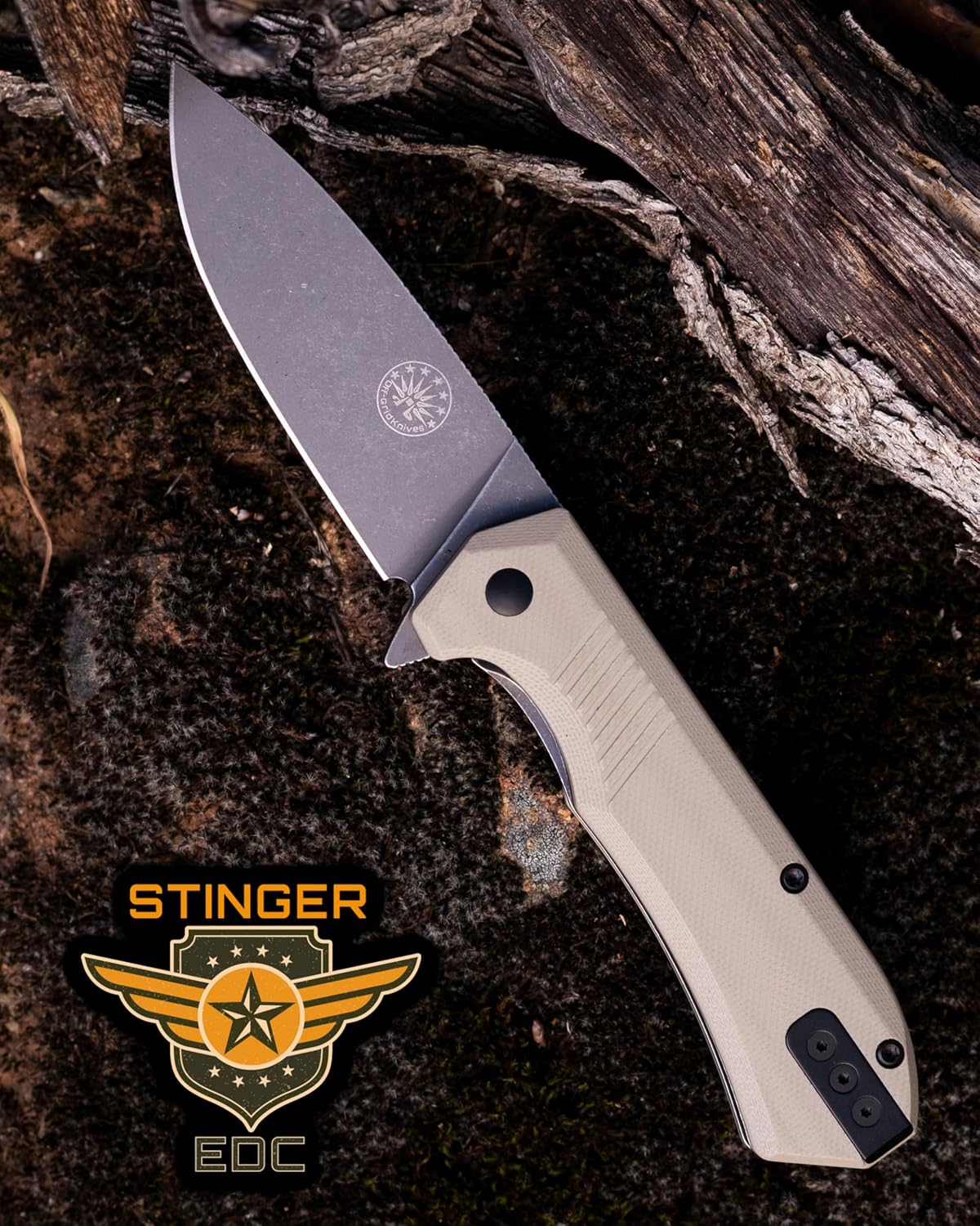 Off-Grid Knives – Cuchillo plegable Stinger EDC con hoja de punto de ...