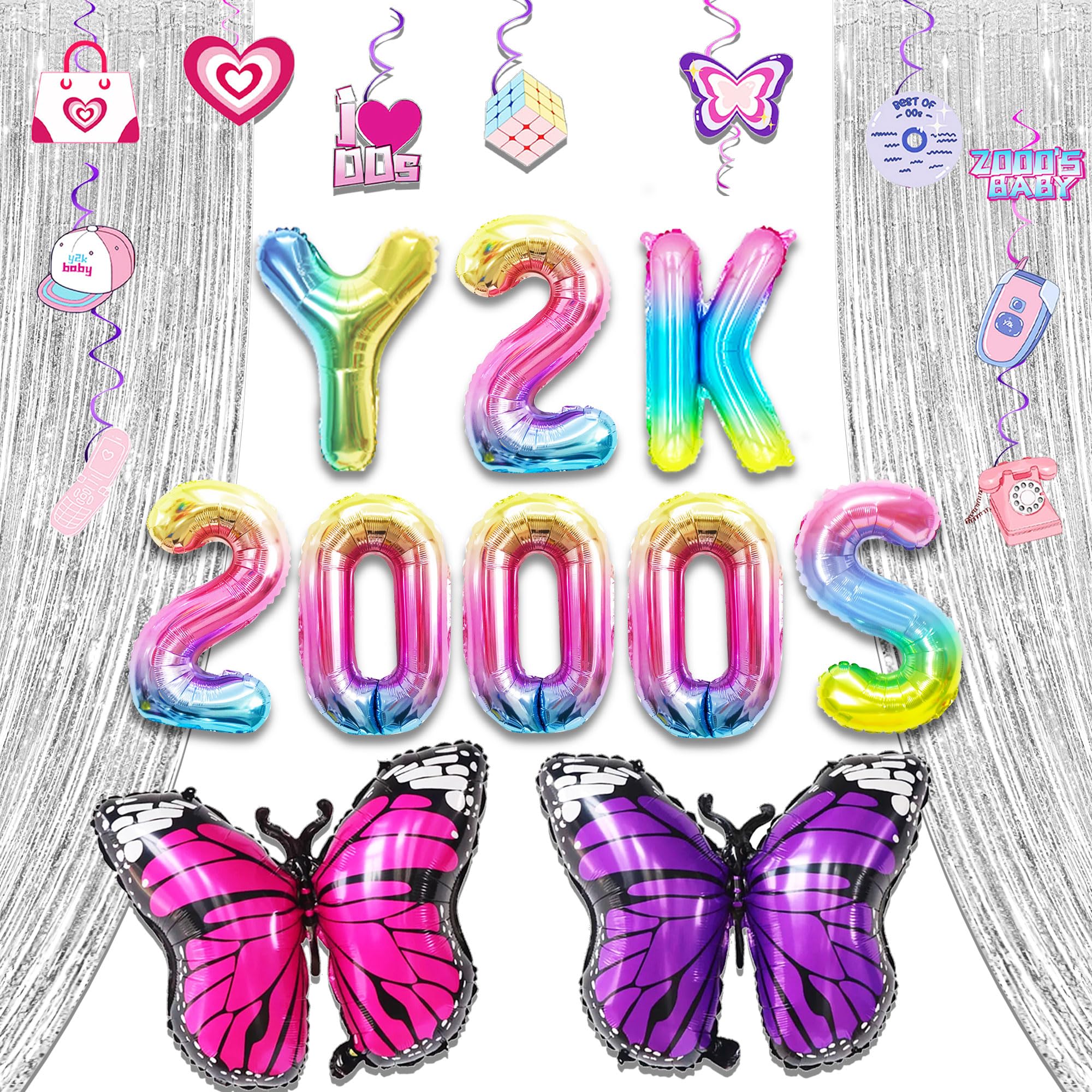 Amazon.com: JeVenis Butterfly Y2k Party Decorations Early 2000s Party ...